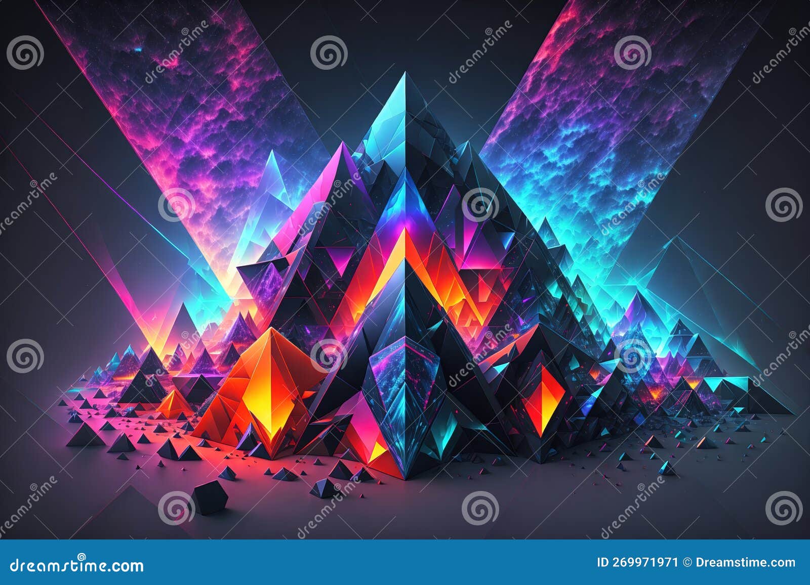 Abstract Surreal Geometric Shape on Dark Background by AI Generated ...