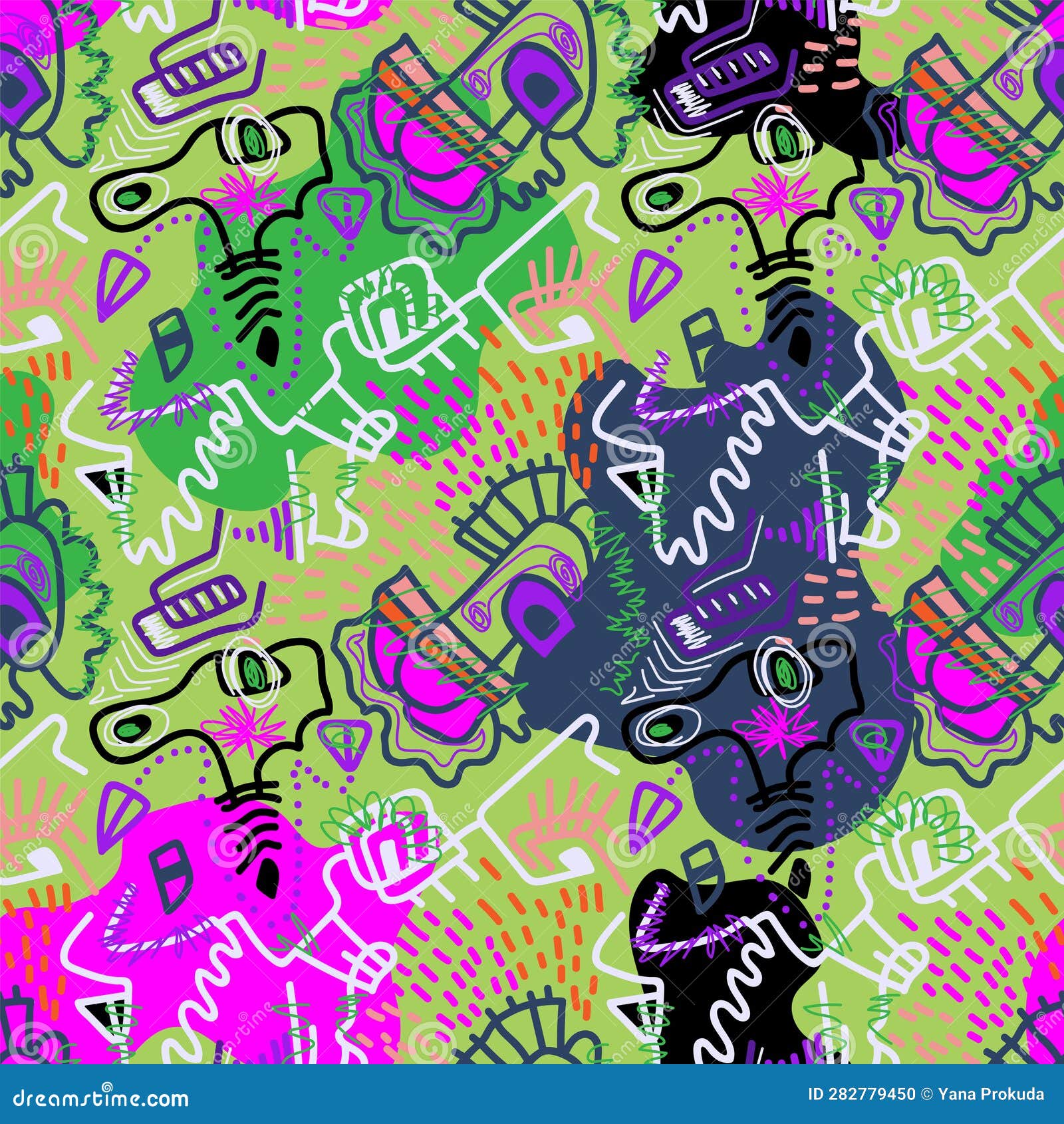 Abstract Surreal Seamless Artwork with Abstract Line Patterns Stock ...