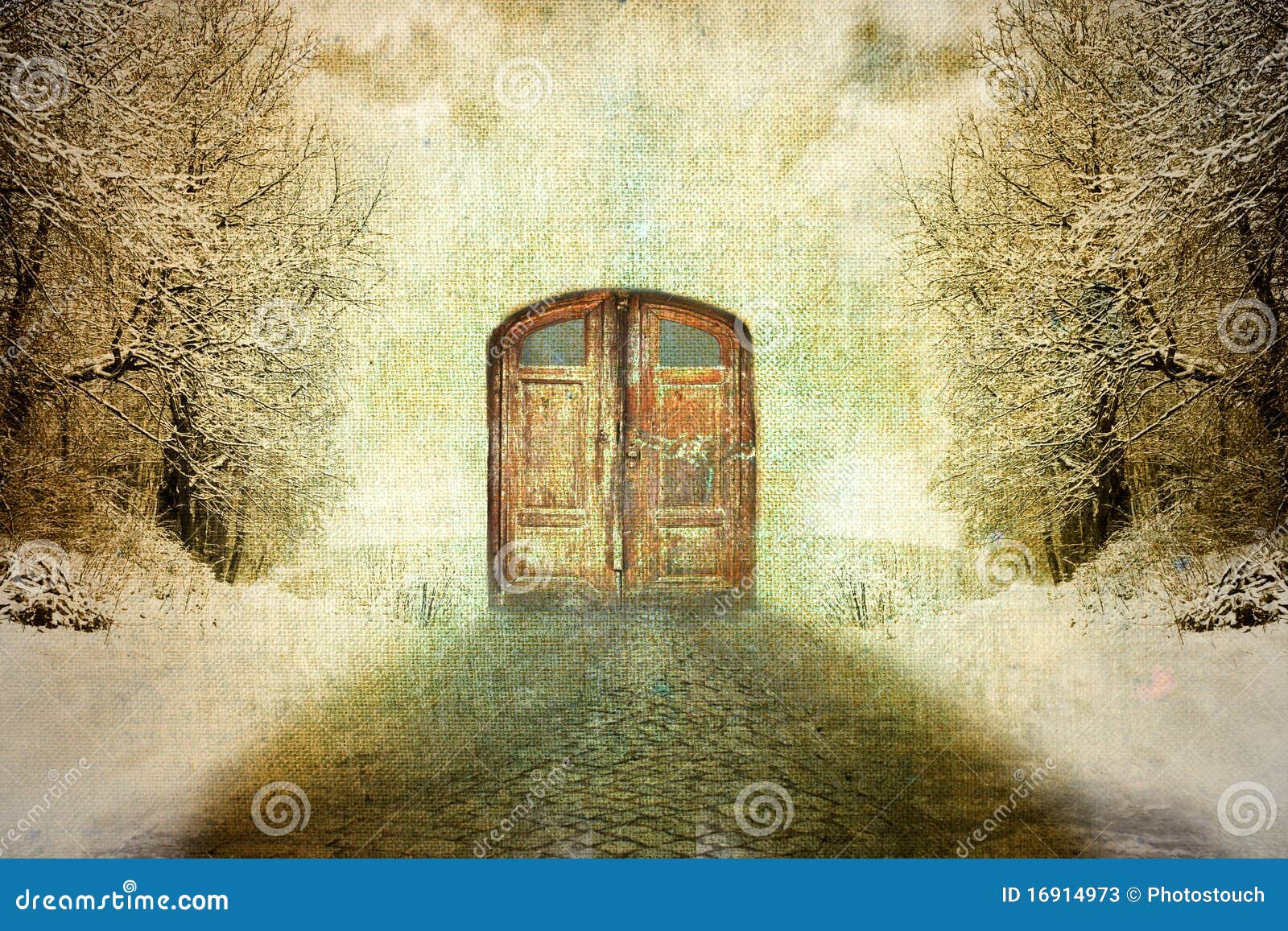 Abstract Surrealism Vintage Winter Motive Stock Illustration ...