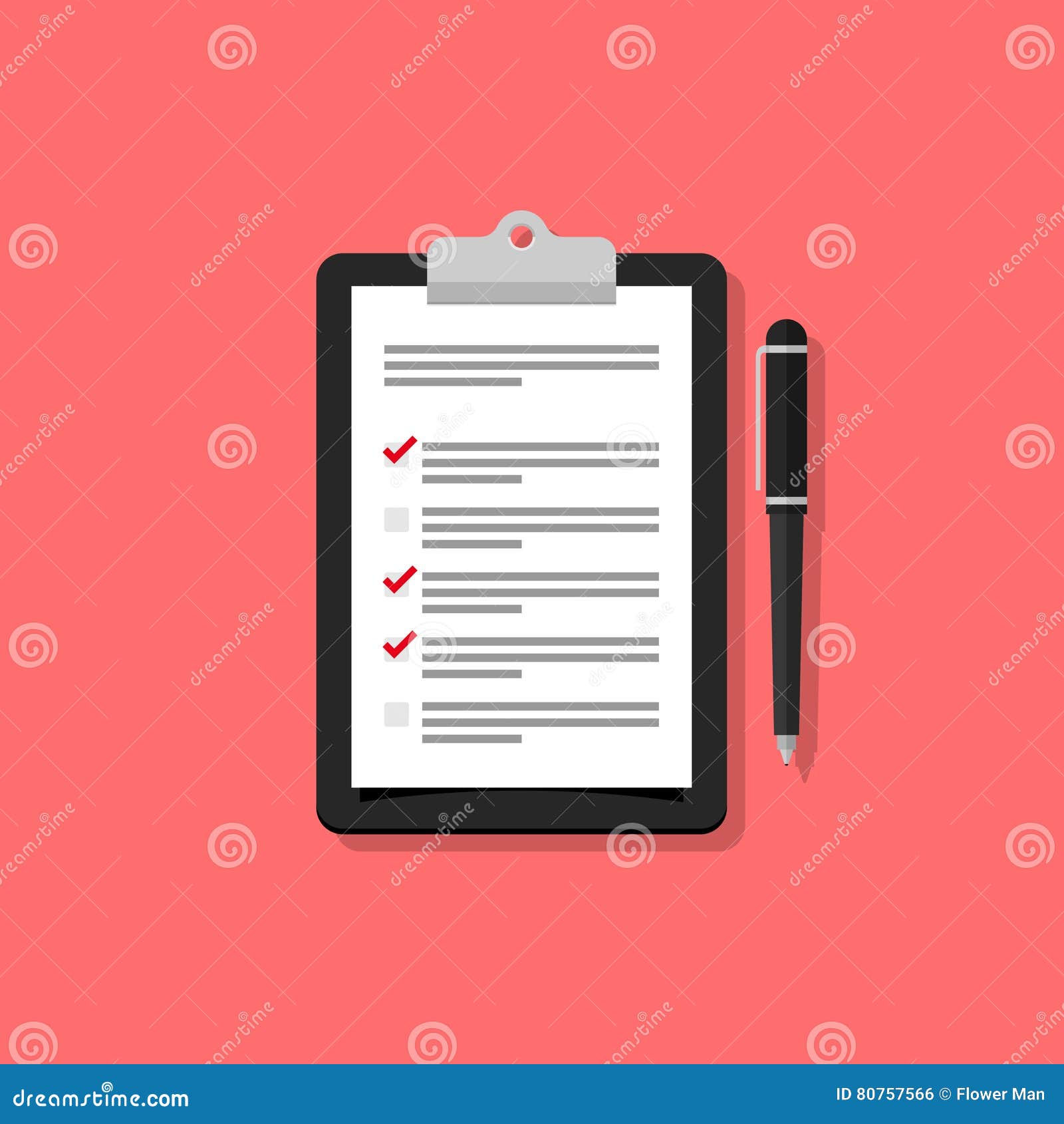 Survey Checklist Flat Design Illustration Stock Illustration ...