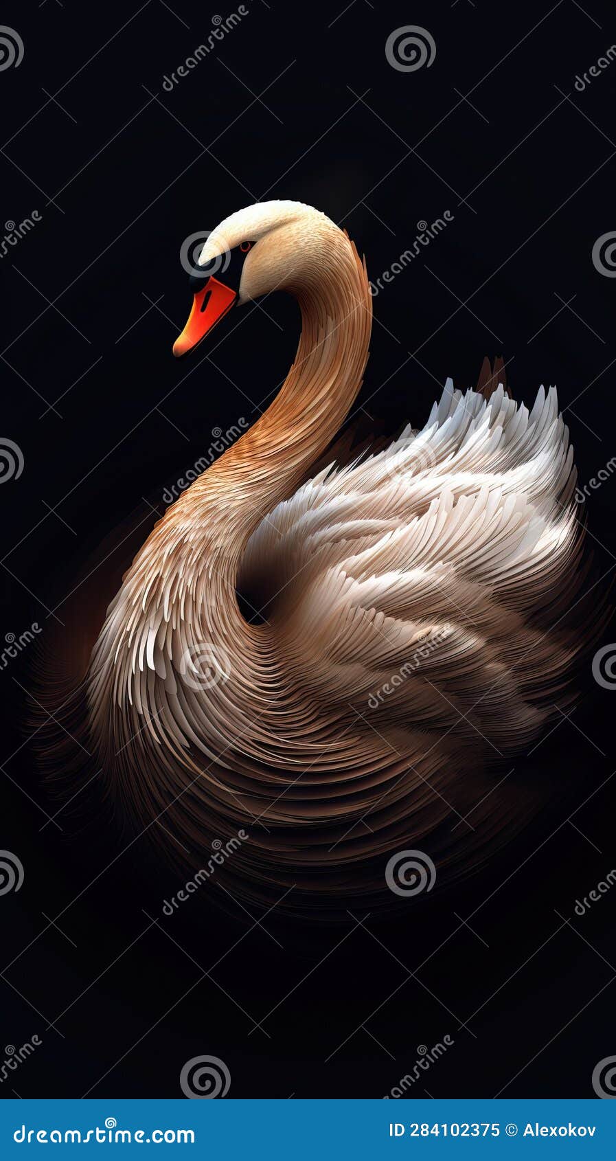 Abstract Swan on Dark Background. Generative AI Stock Illustration ...