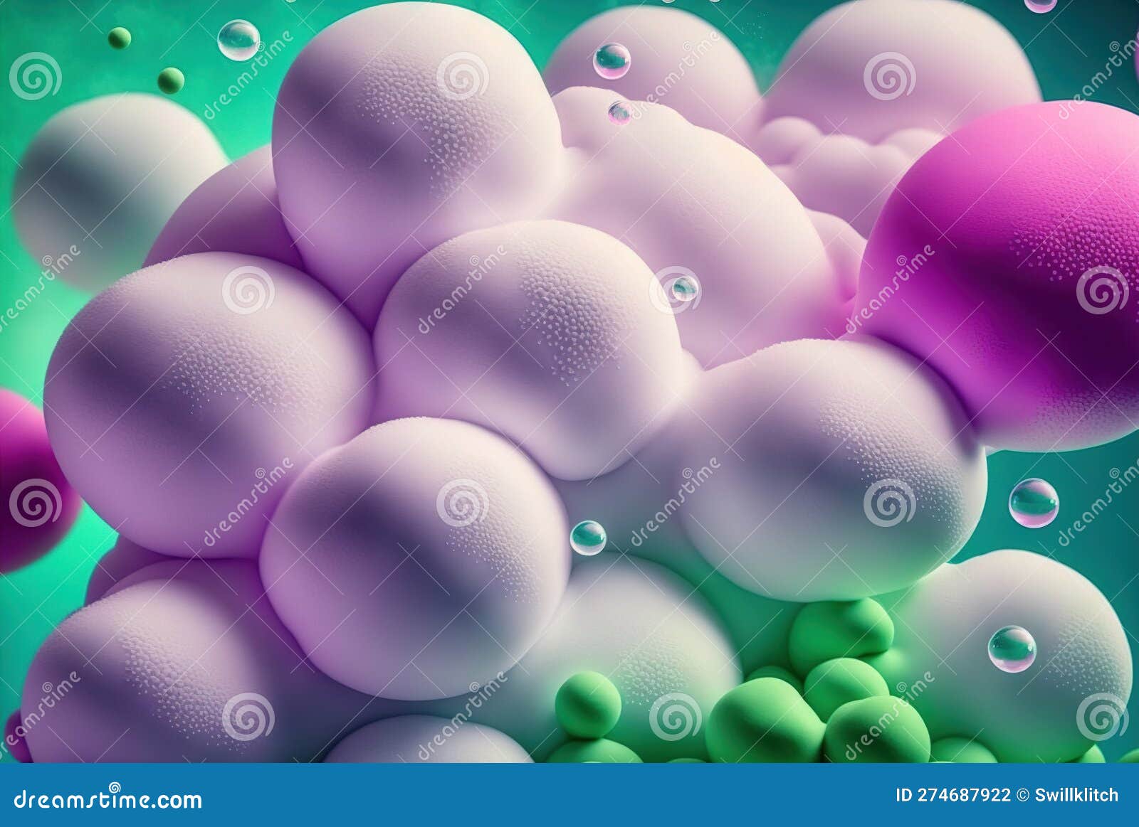 Abstract Sweet Foam Clouds with Splashing Forms and Drops. Colorful ...