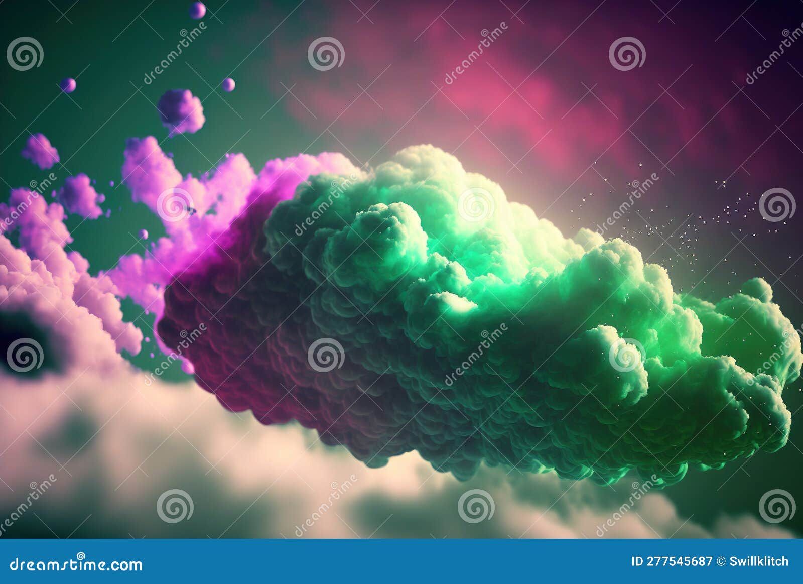 Abstract Sweet Foam Clouds with Splashing Forms and Drops. Colorful ...