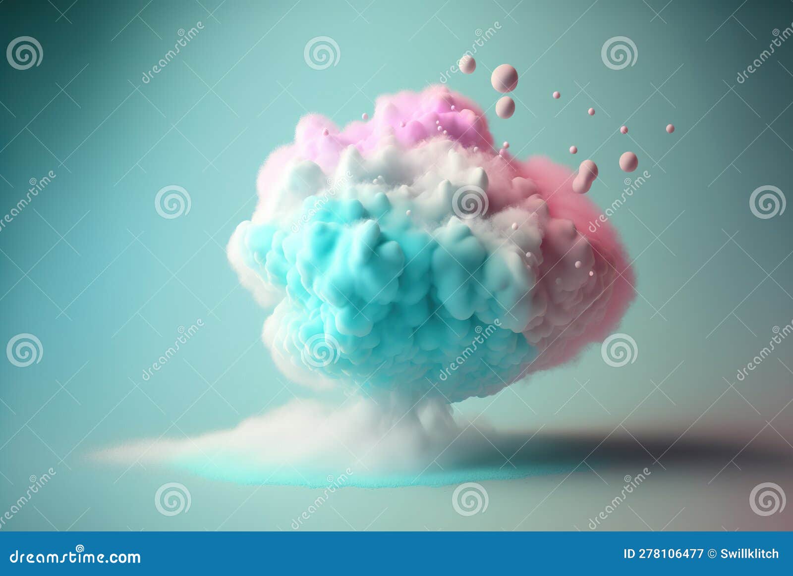 Abstract Sweet Foam Clouds with Splashing Forms and Drops. Colorful ...