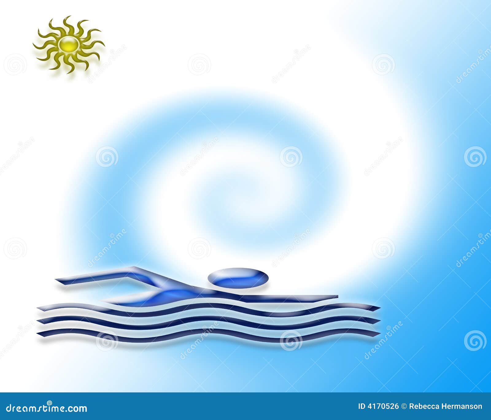 Abstract Swimmer with Sun stock illustration. Illustration of sunny ...