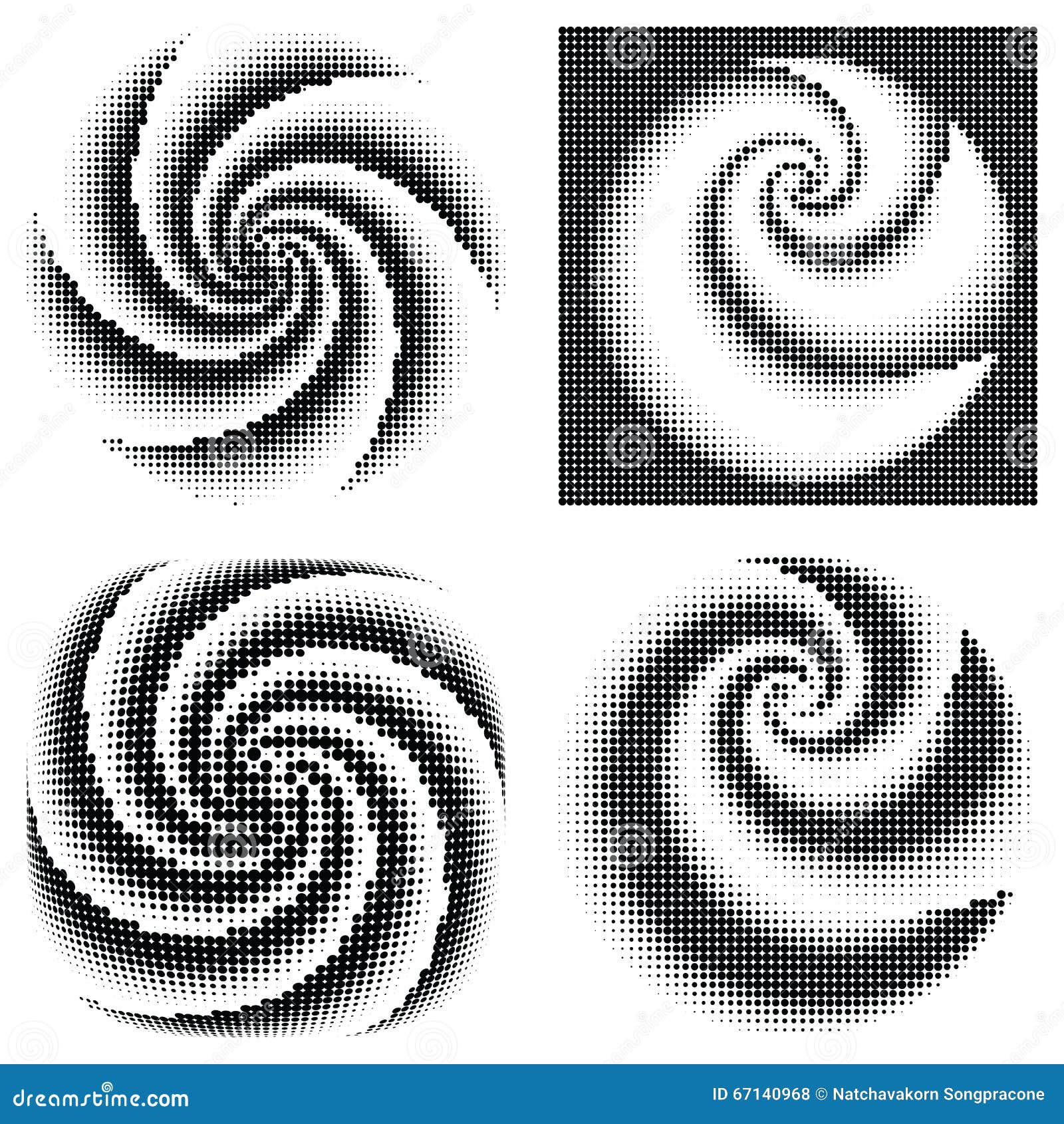 Abstract Swirl Halftone Dot Vector Set Stock Vector - Illustration of ...