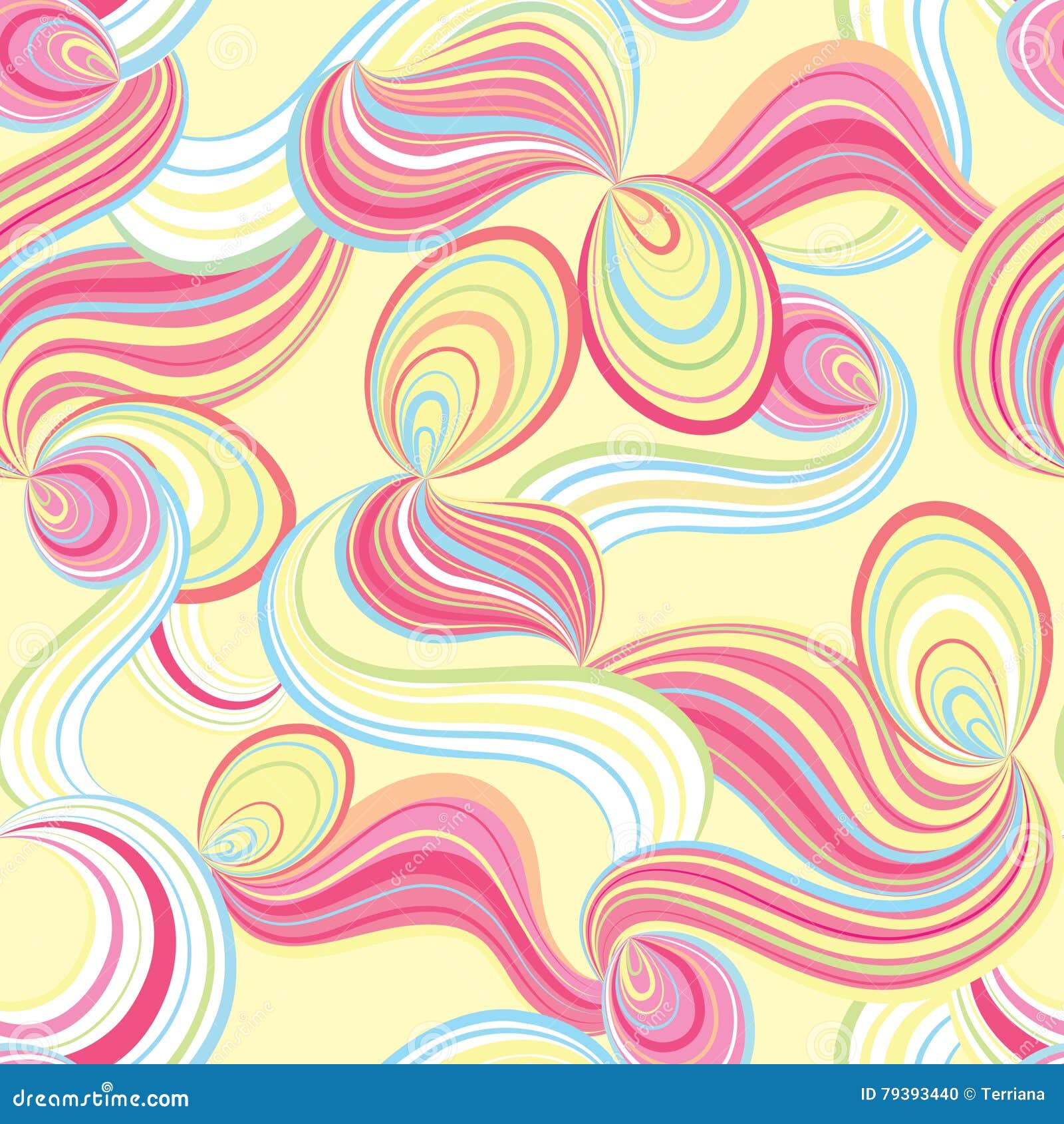 Abstract Swirl Line and Loops Seamless Pattern. Stock Illustration ... Abstract Swirl Line and Loops Seamless Pattern. Stock Illustration ...