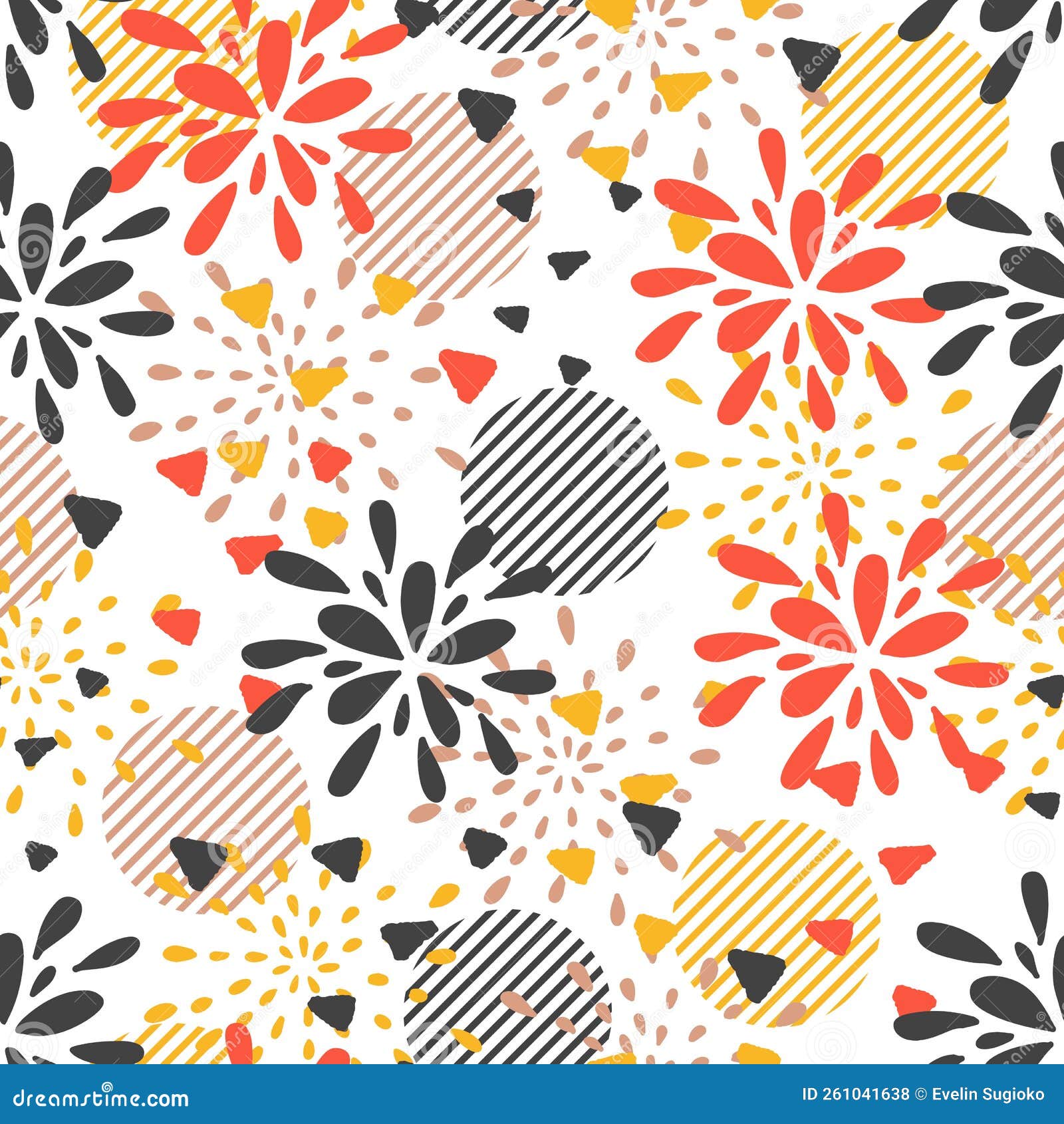 Abstract Swirl Organic Fireworks Vector Graphic Seamless Pattern Stock ...