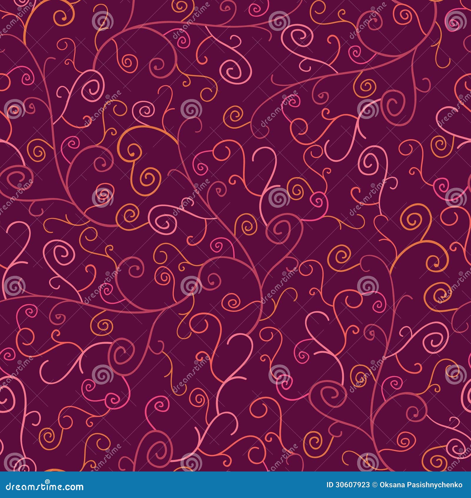 Abstract Swirl Plants Seamless Pattern Background Stock Vector ...