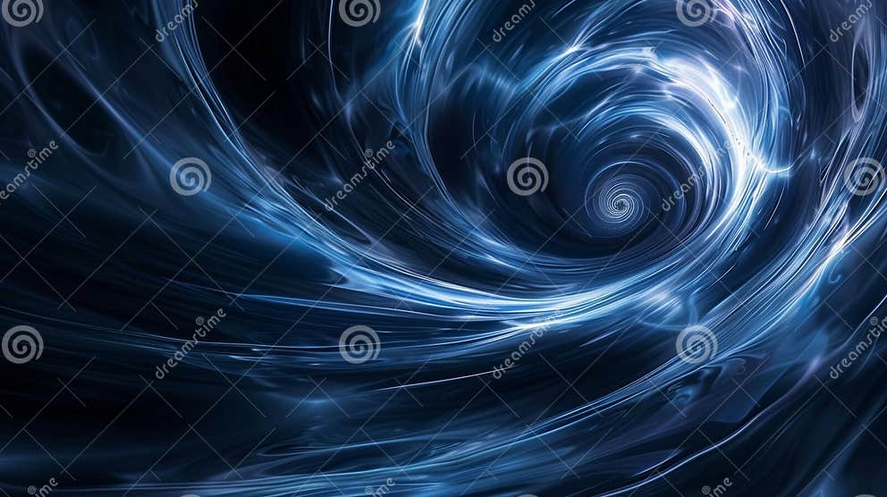 Abstract Swirling Blue and White Light Vortex on a Black Background ...