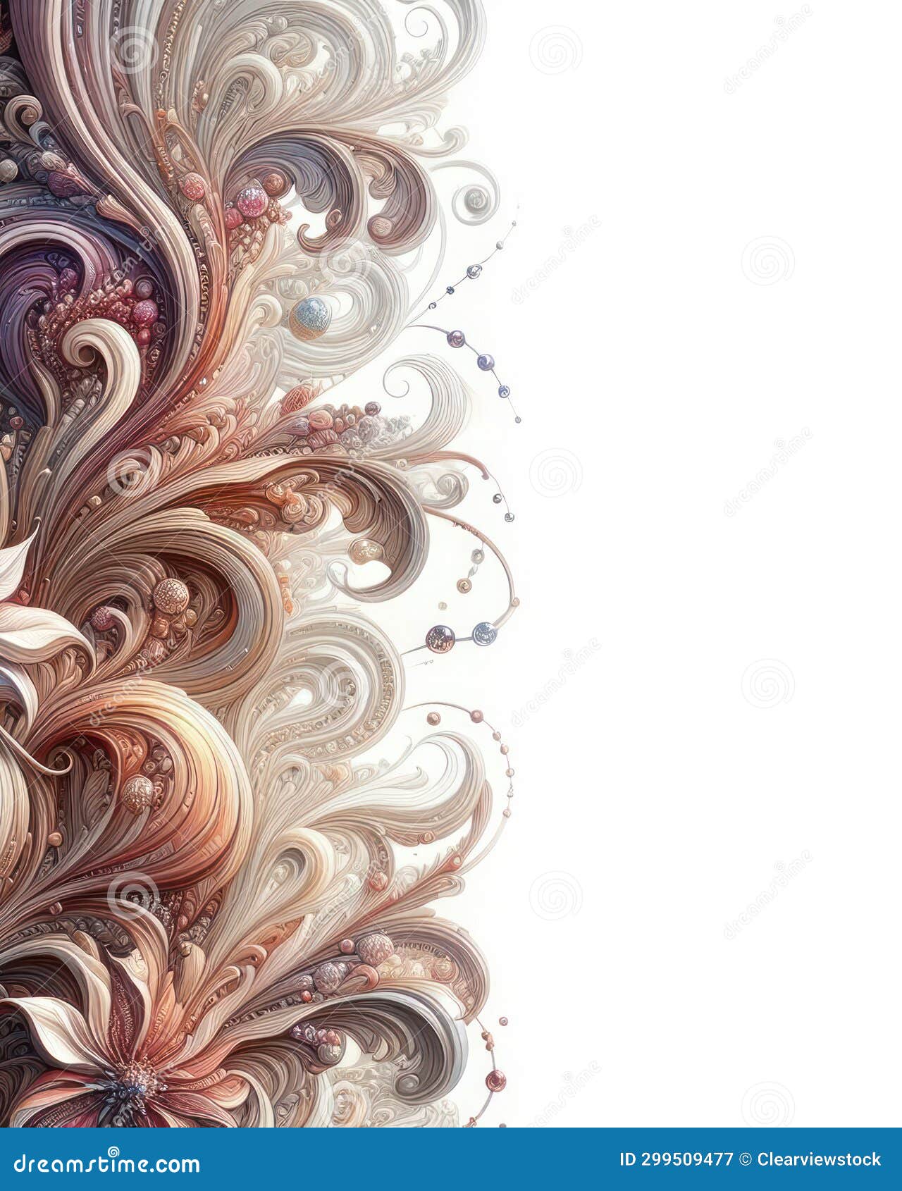 Abstract Swirling Floral Design Background with White Copy Space Stock ...