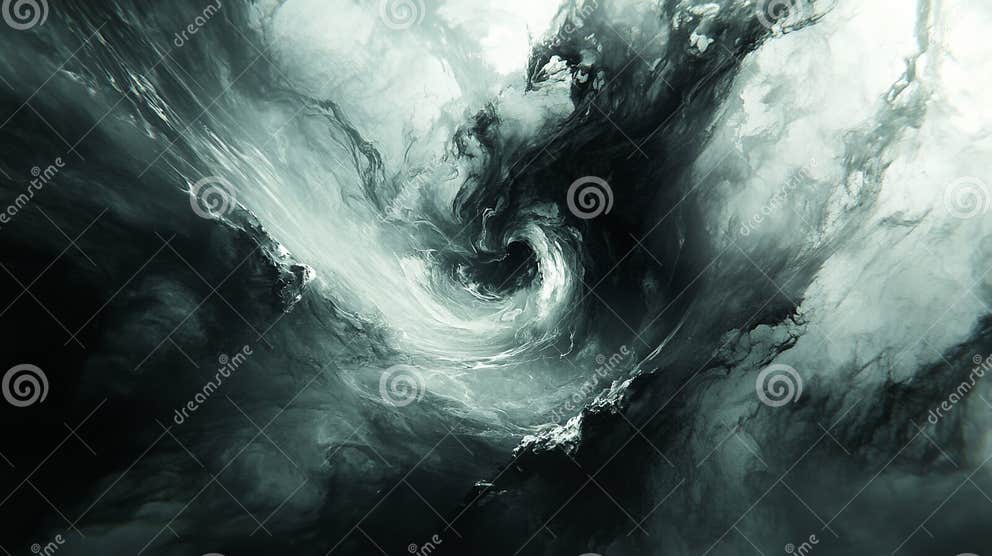 Abstract Swirling Grayscale Artwork Depicting a Vortex Stock ...