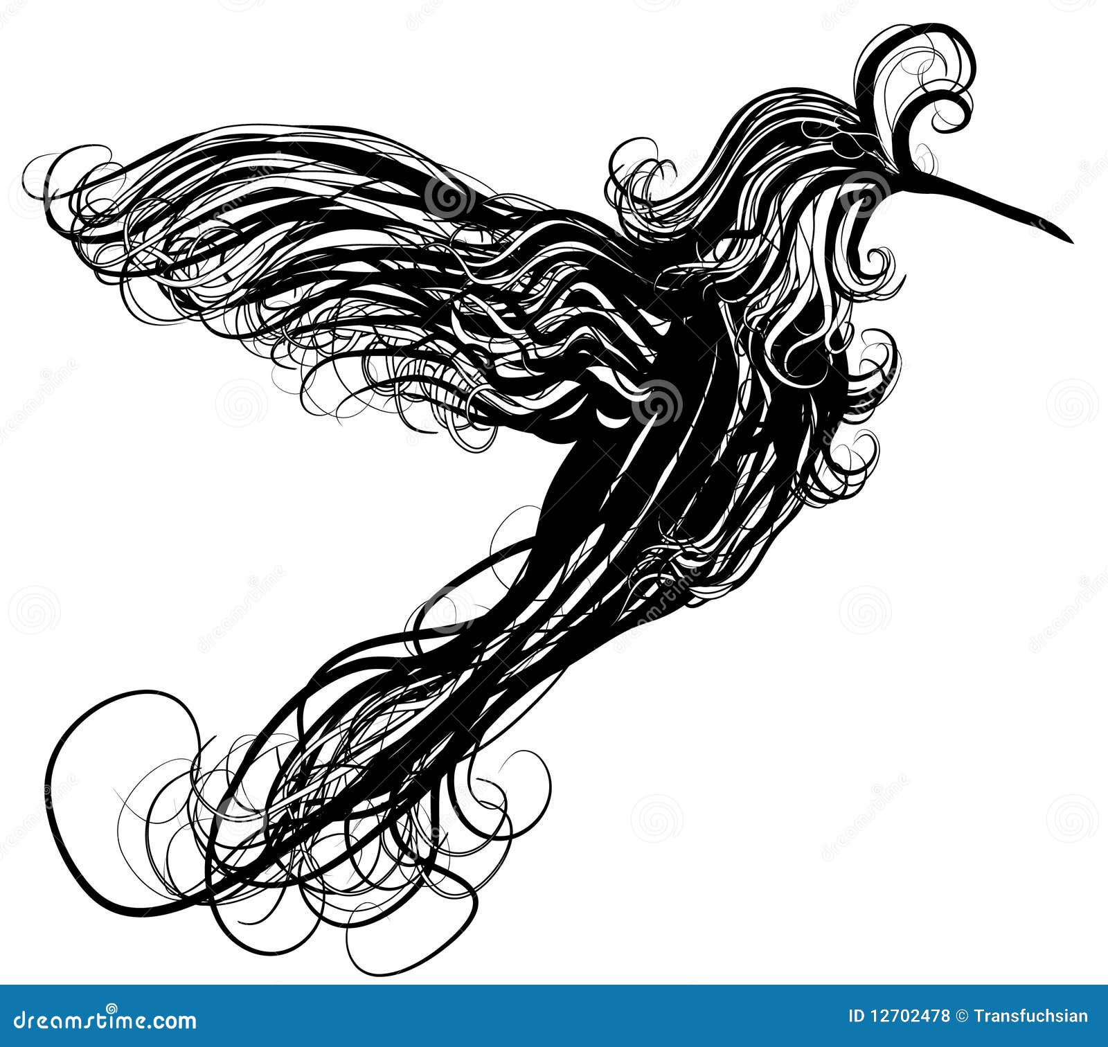 Abstract Swirling Humming Bird Illustration Stock Vector Illustration