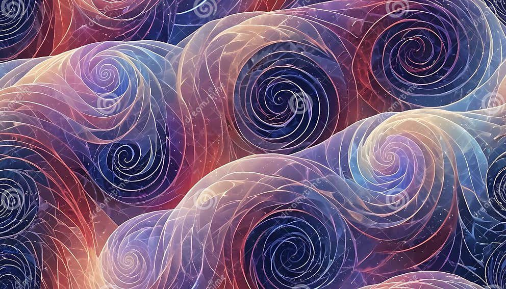 An Abstract, Swirling Pattern with Multiple Colorful Spirals on a Dark ...