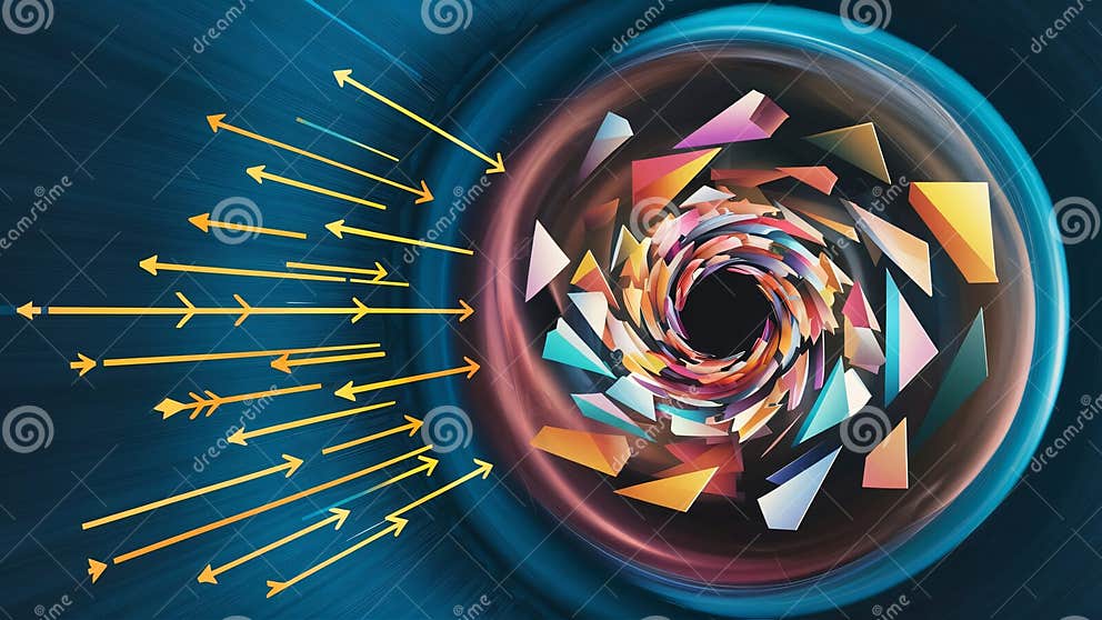 Abstract Swirling Vortex with Arrows, Data Flow, High Quality Image ...