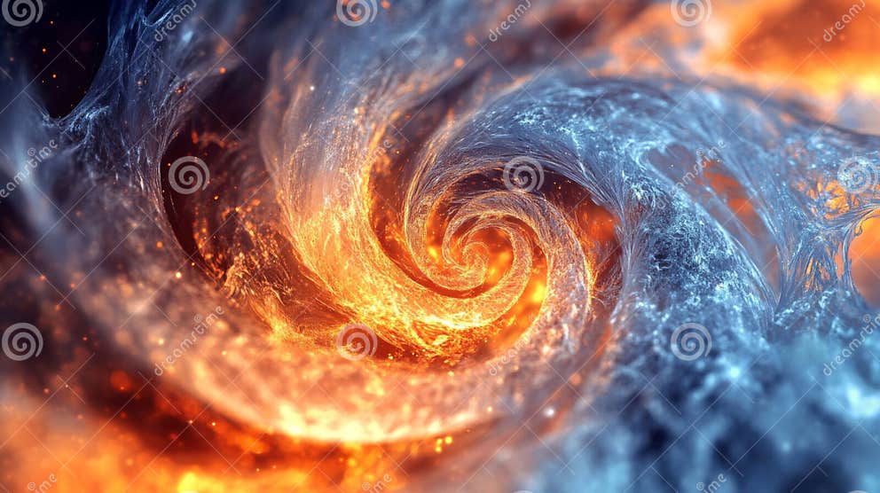 Abstract Swirling Vortex of Fire and Ice Stock Illustration ...