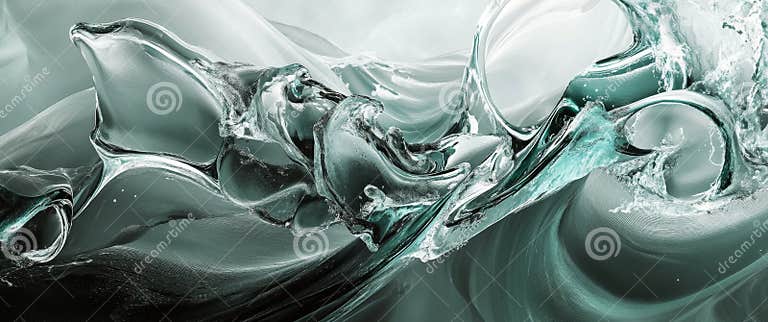 Abstract Swirling Wave Pattern with Glass-like Textures and Shimmering ...