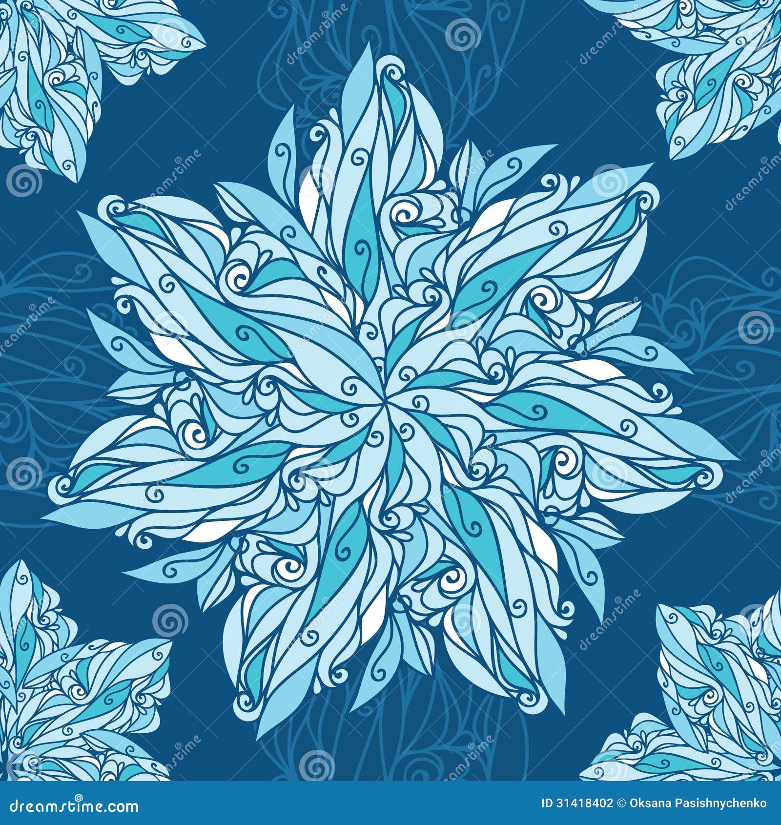 Abstract Swirls Star Seamless Pattern Background Stock Vector ...