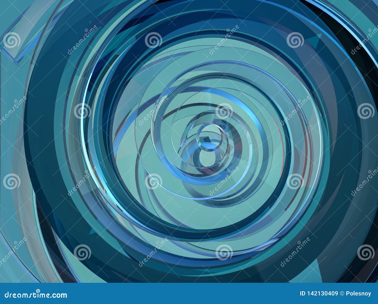 Abstract Swirly Blue Shape on Black Background. 3D Stock Illustration ...