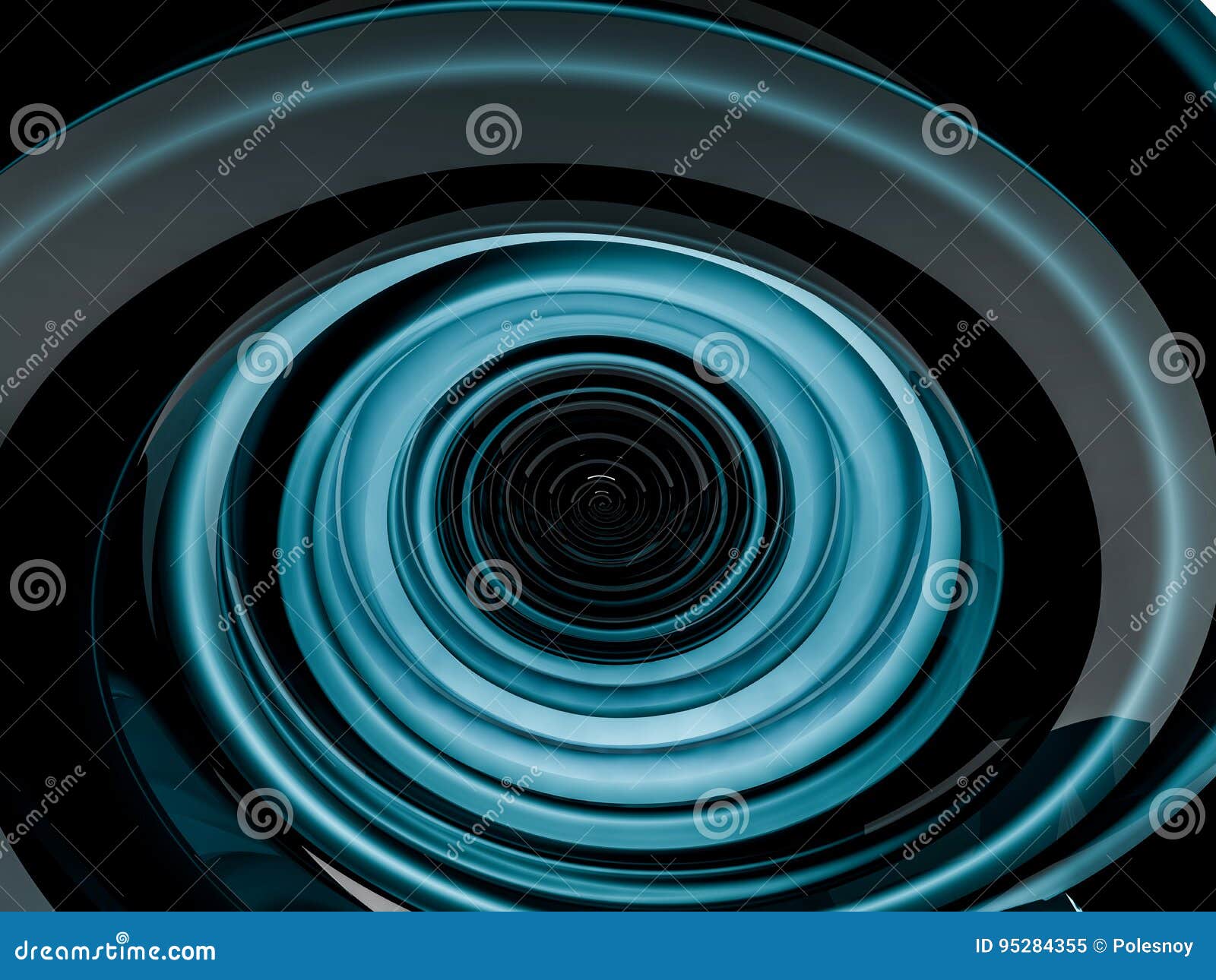Abstract Swirly Blue Shape on Black Background. 3D Stock Illustration ...