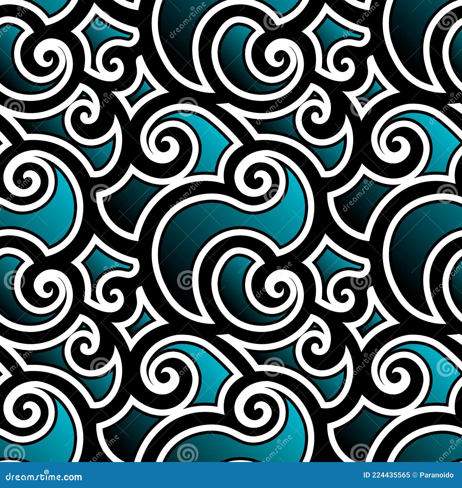 Abstract Swirly Pattern with Ocean Waves Stock Vector - Illustration of ...