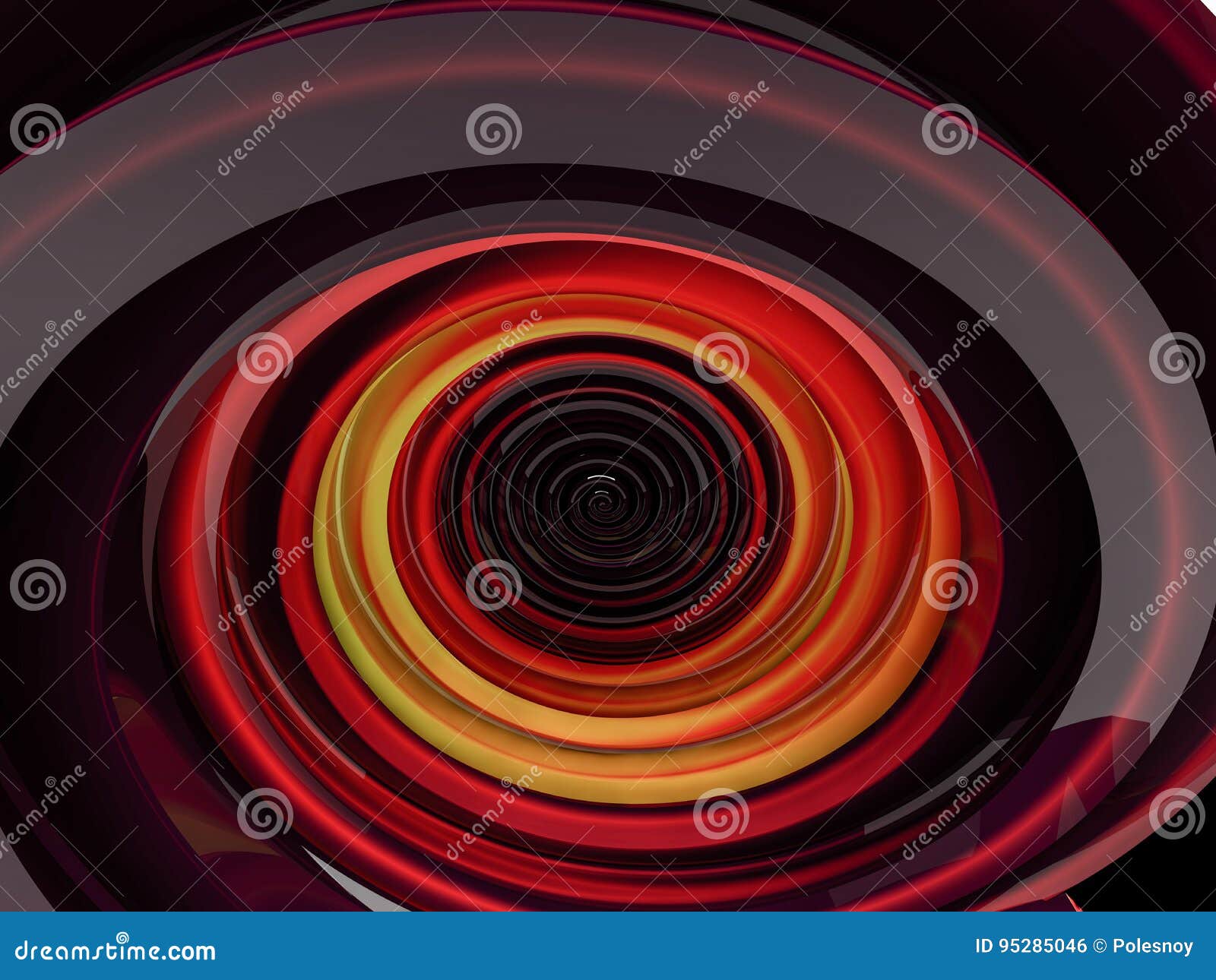 Abstract Swirly Red Shape on Black Background. 3D Stock Illustration ...