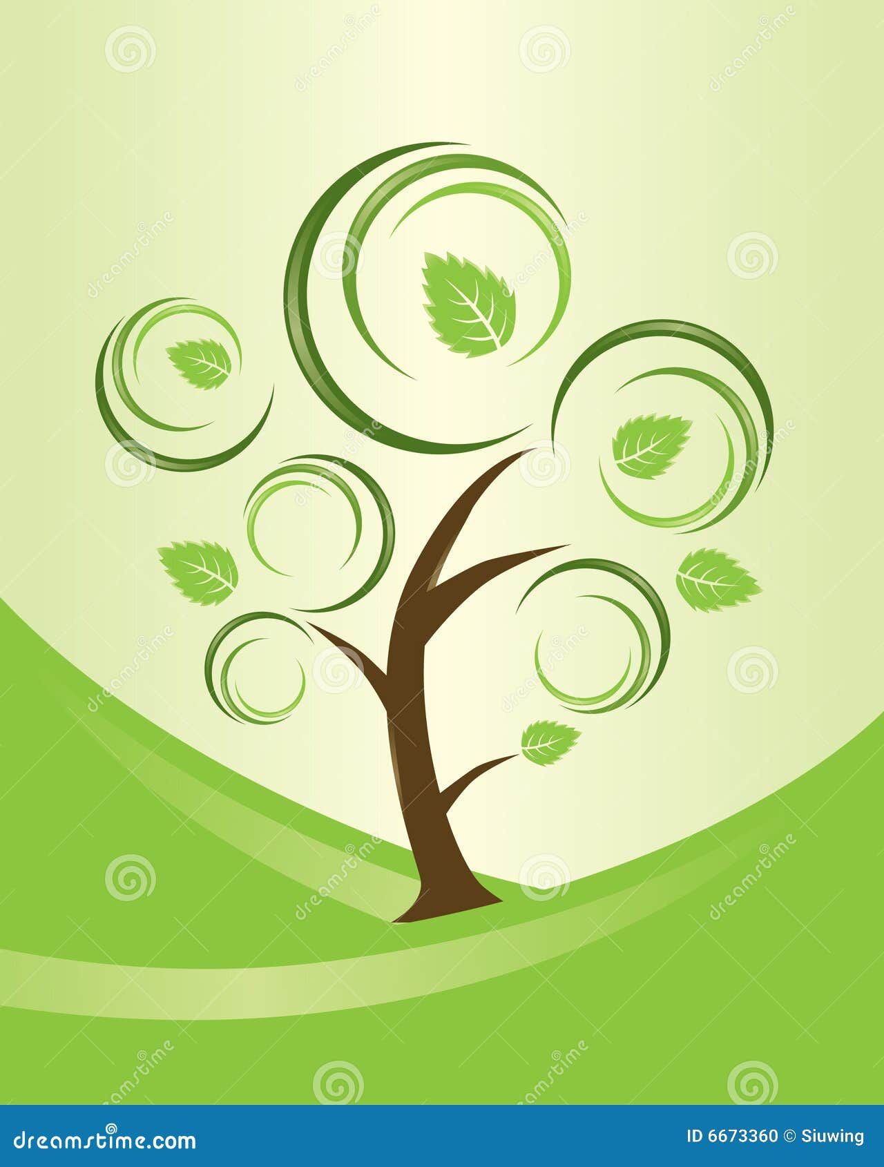Abstract Swirly Tree stock vector. Illustration of green - 6673360