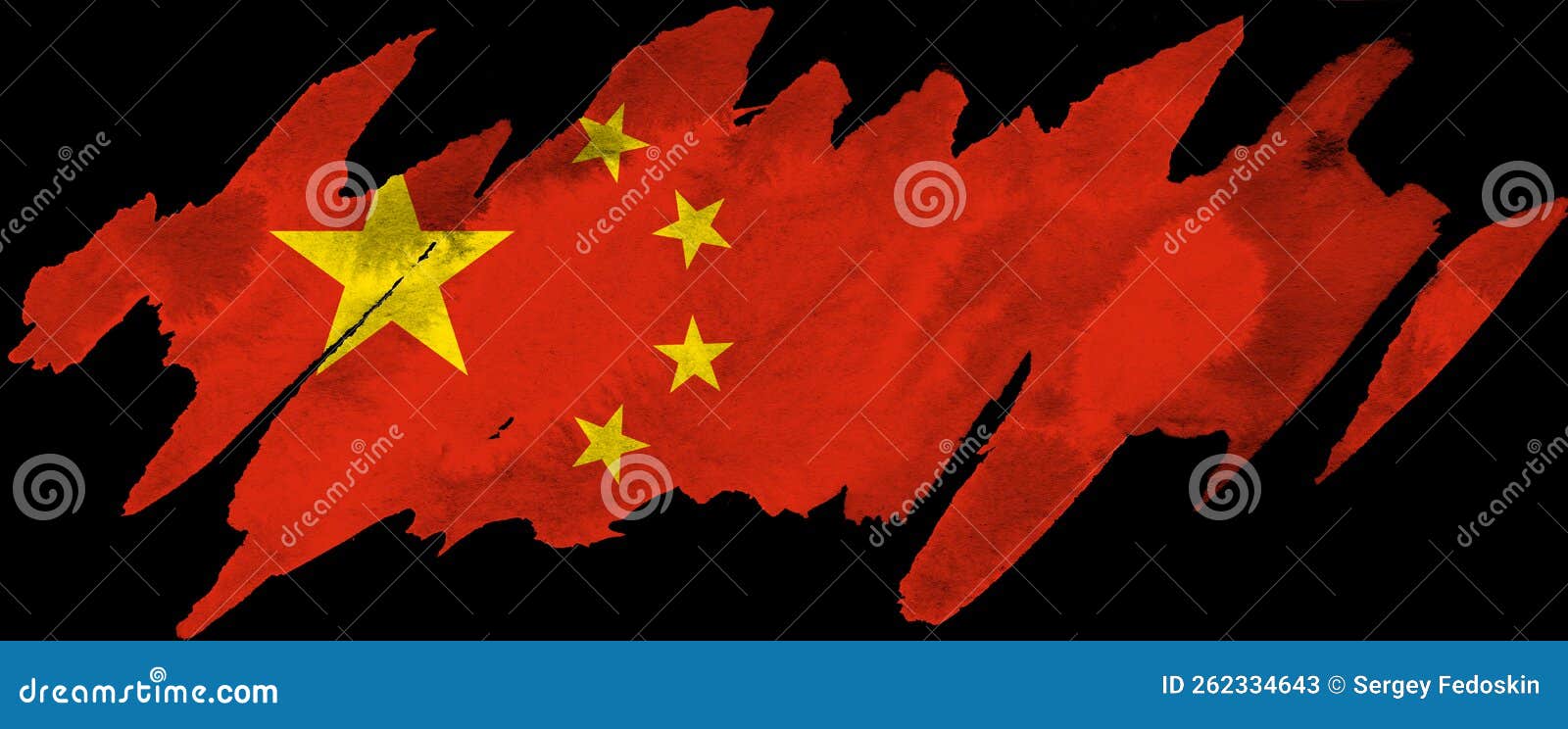 Abstract Symbol of the Flag China on a Black Background Stock ...