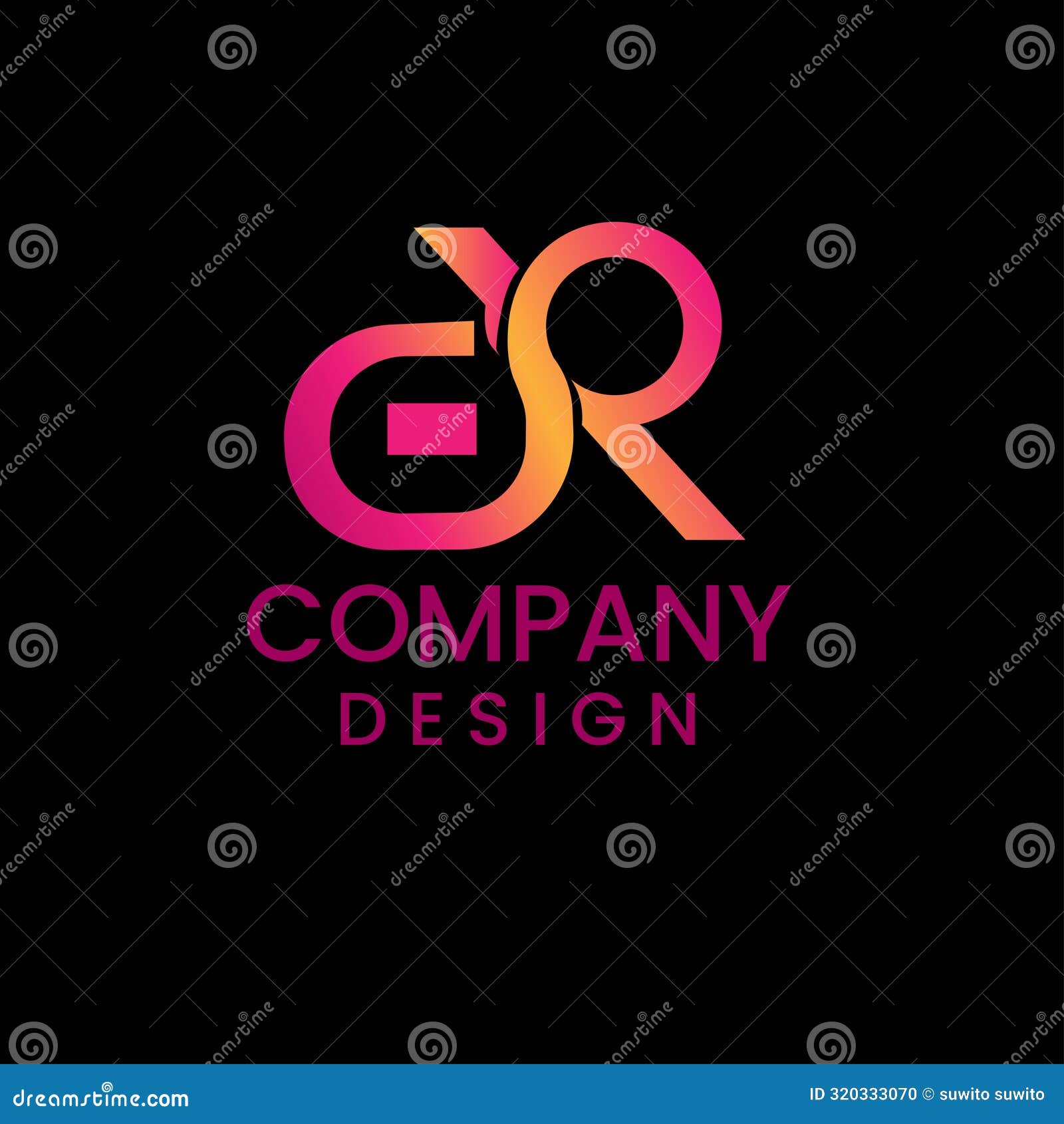 Abstract Symbol of the Letters R + O with a Black Gradient Background ...