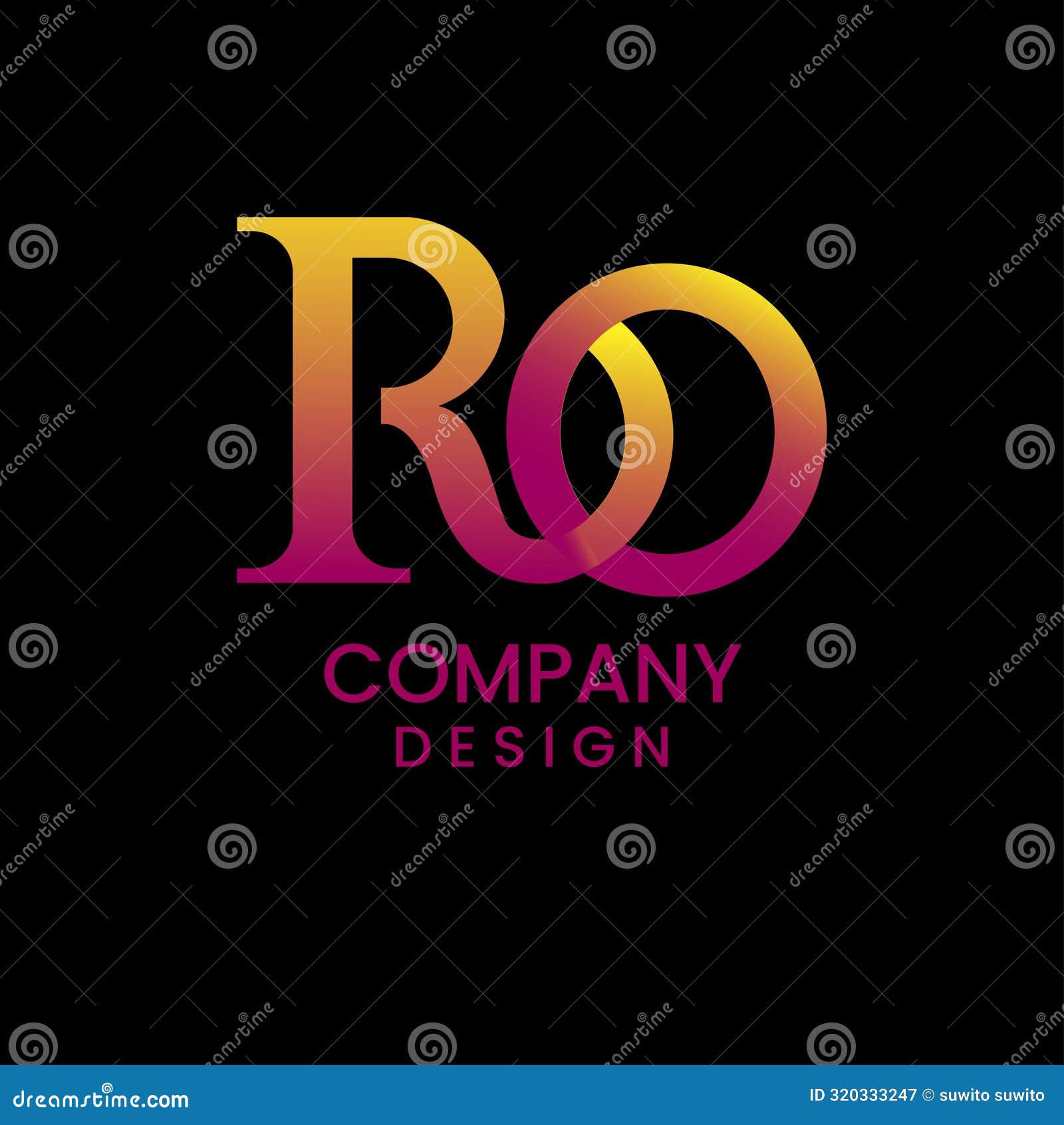 Abstract Symbol of the Letters R + O with a Black Gradient Background ...