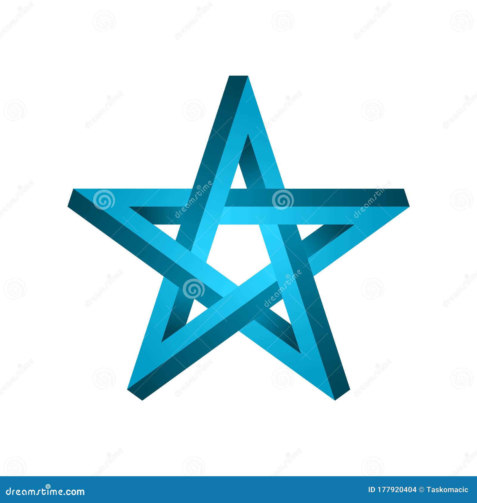 Impossible Star Shape. Blue Gradient Pentagram on White Background ...