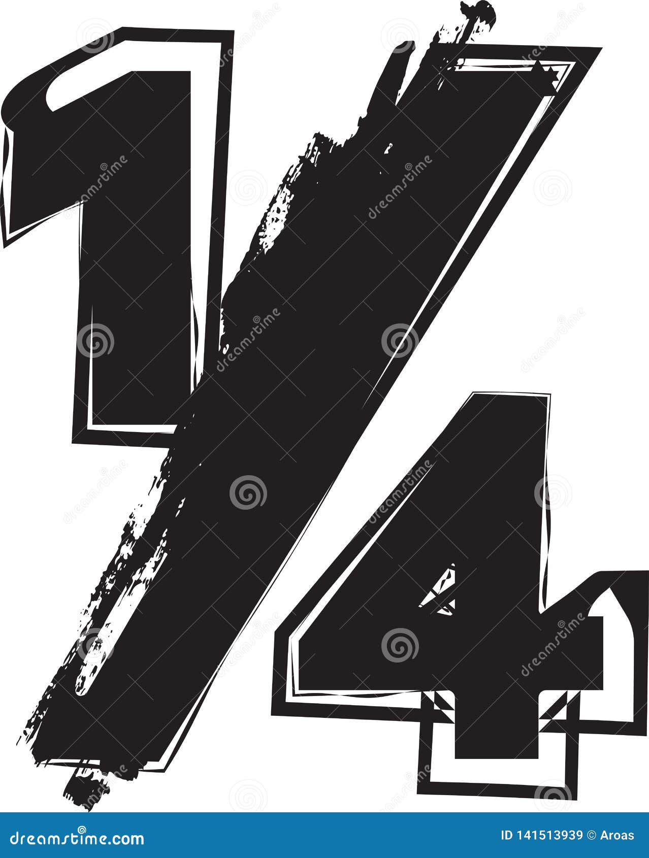 Abstract 1/4 Symbol stock vector. Illustration of alphabet - 141513939