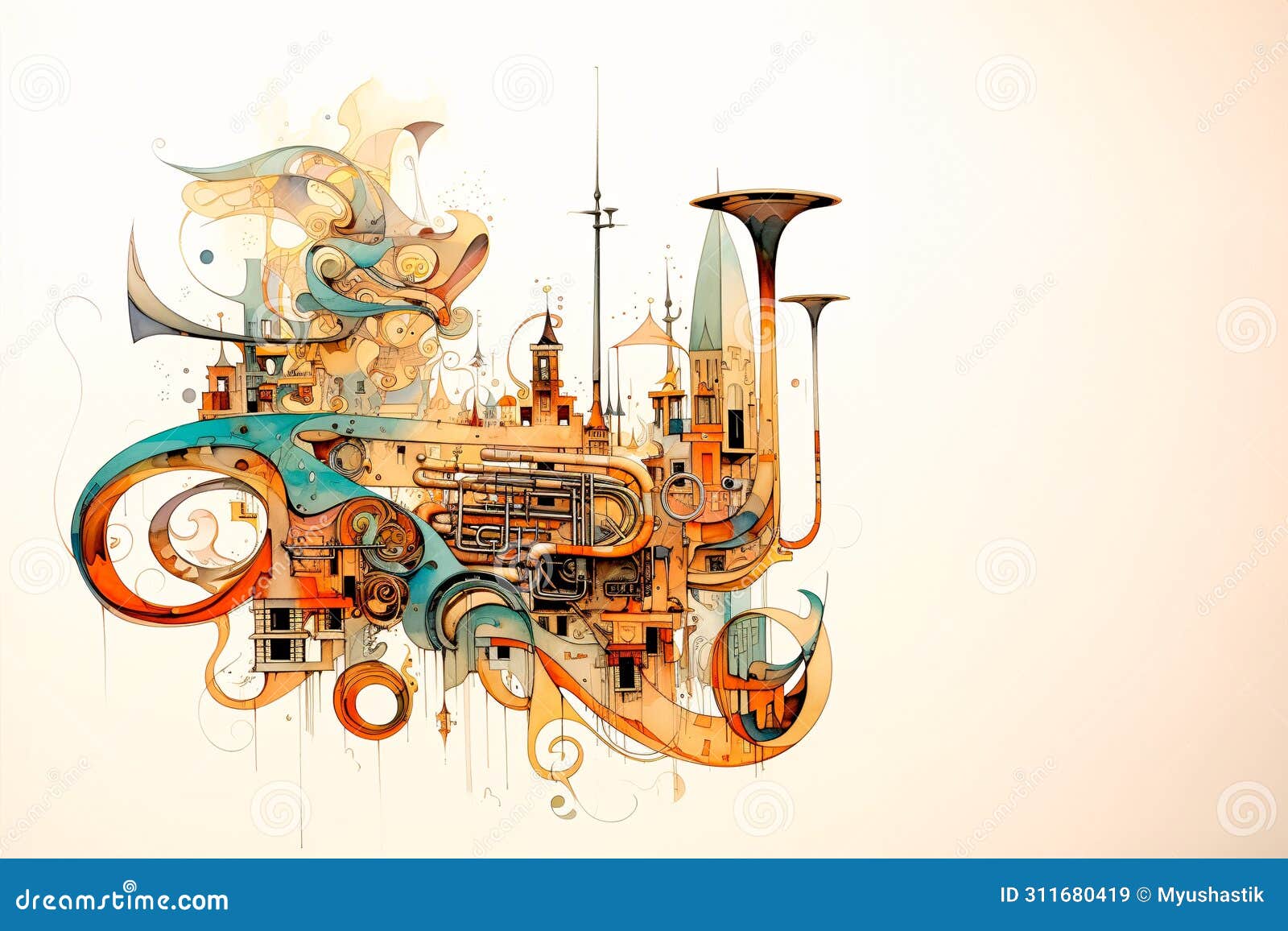 Abstract Symbolic Composition on the Theme of Music Stock Illustration ...