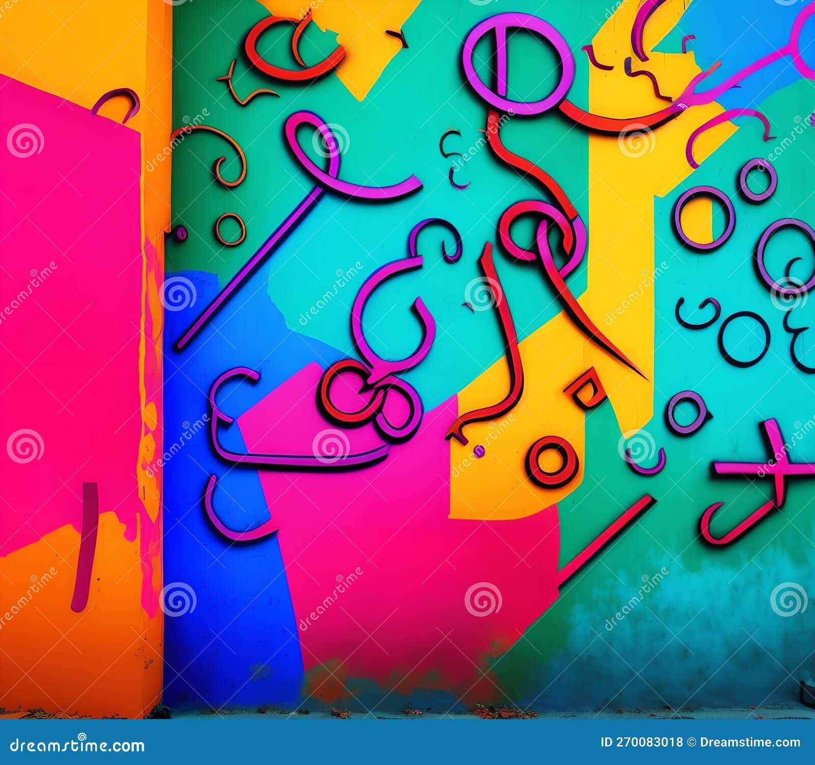 Abstract Symbols Drawing on Wall, Generative AI Illustration Stock ...
