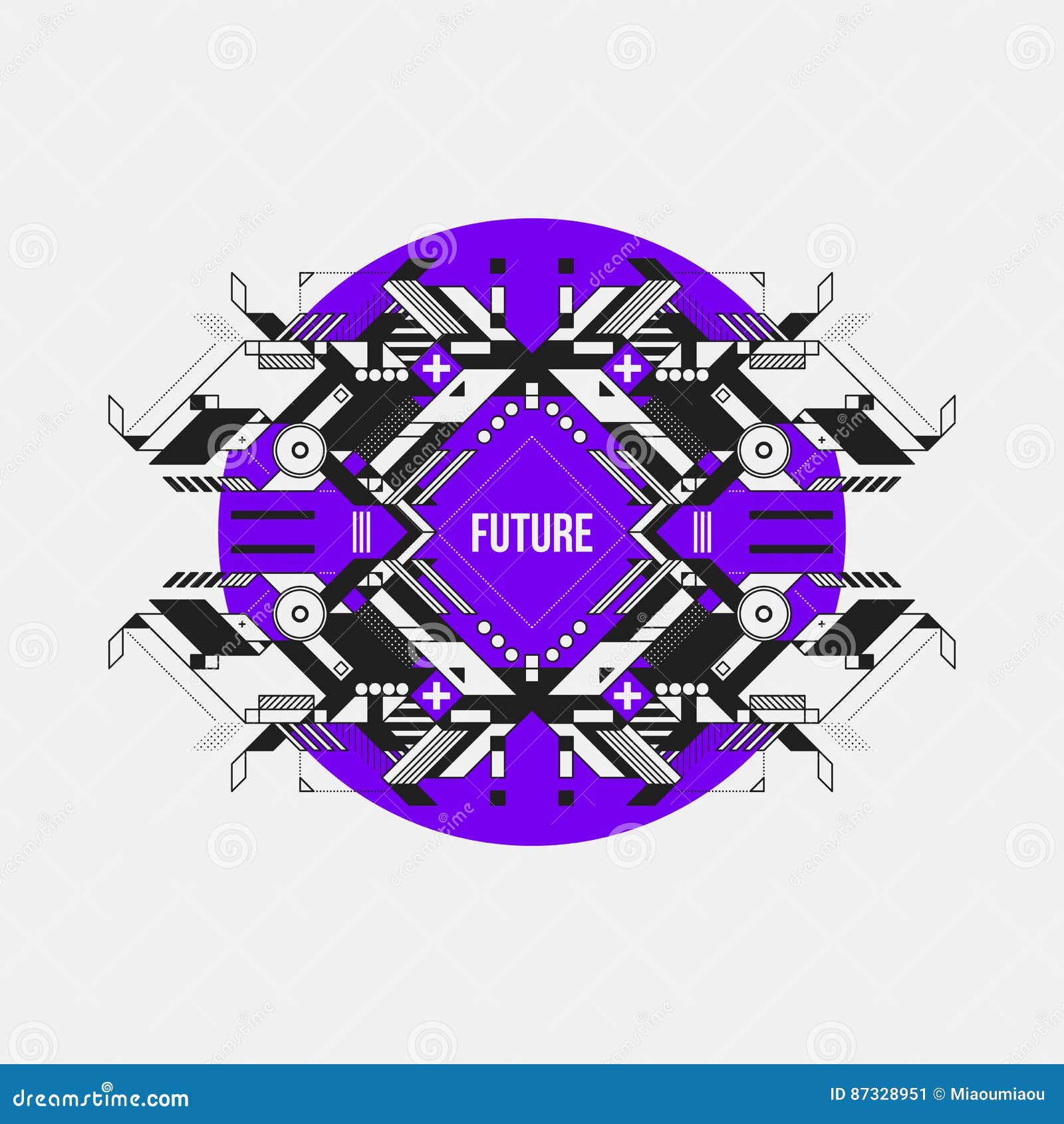 Abstract Symmetric Design Element on Violet Circle Stock Vector ...