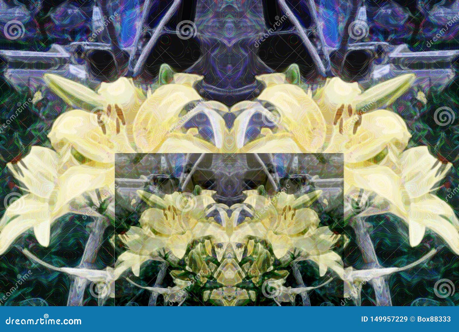 Abstract Pattern of Multicolored Floral Elements. Interpretation of ...