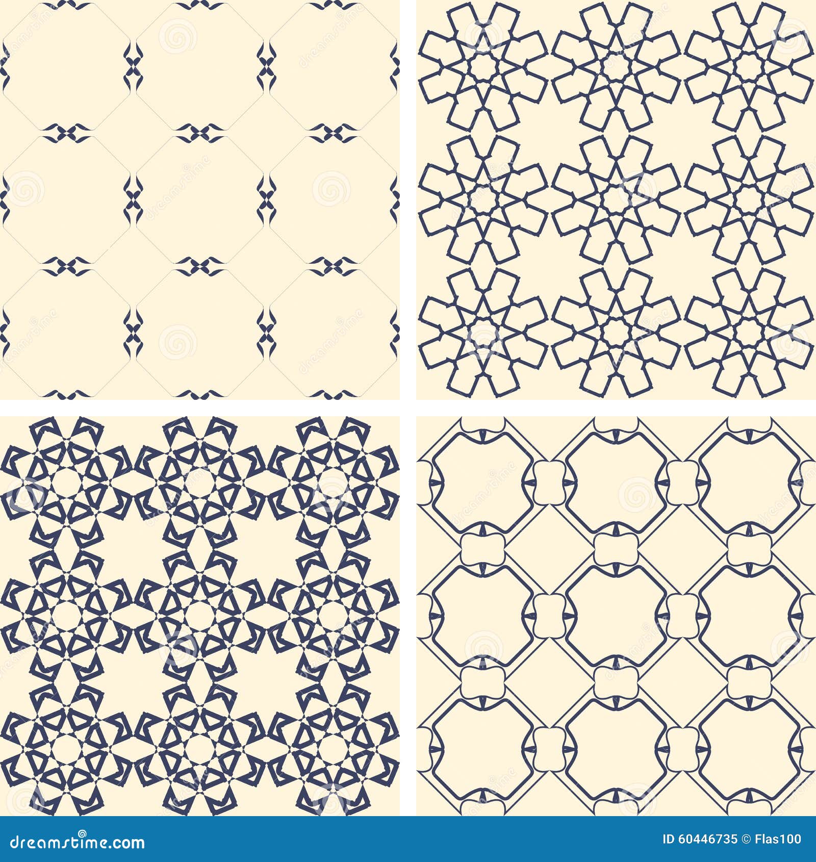 Abstract Symmetrical Geometric Blue Shapes. Fabric Stock Vector ...