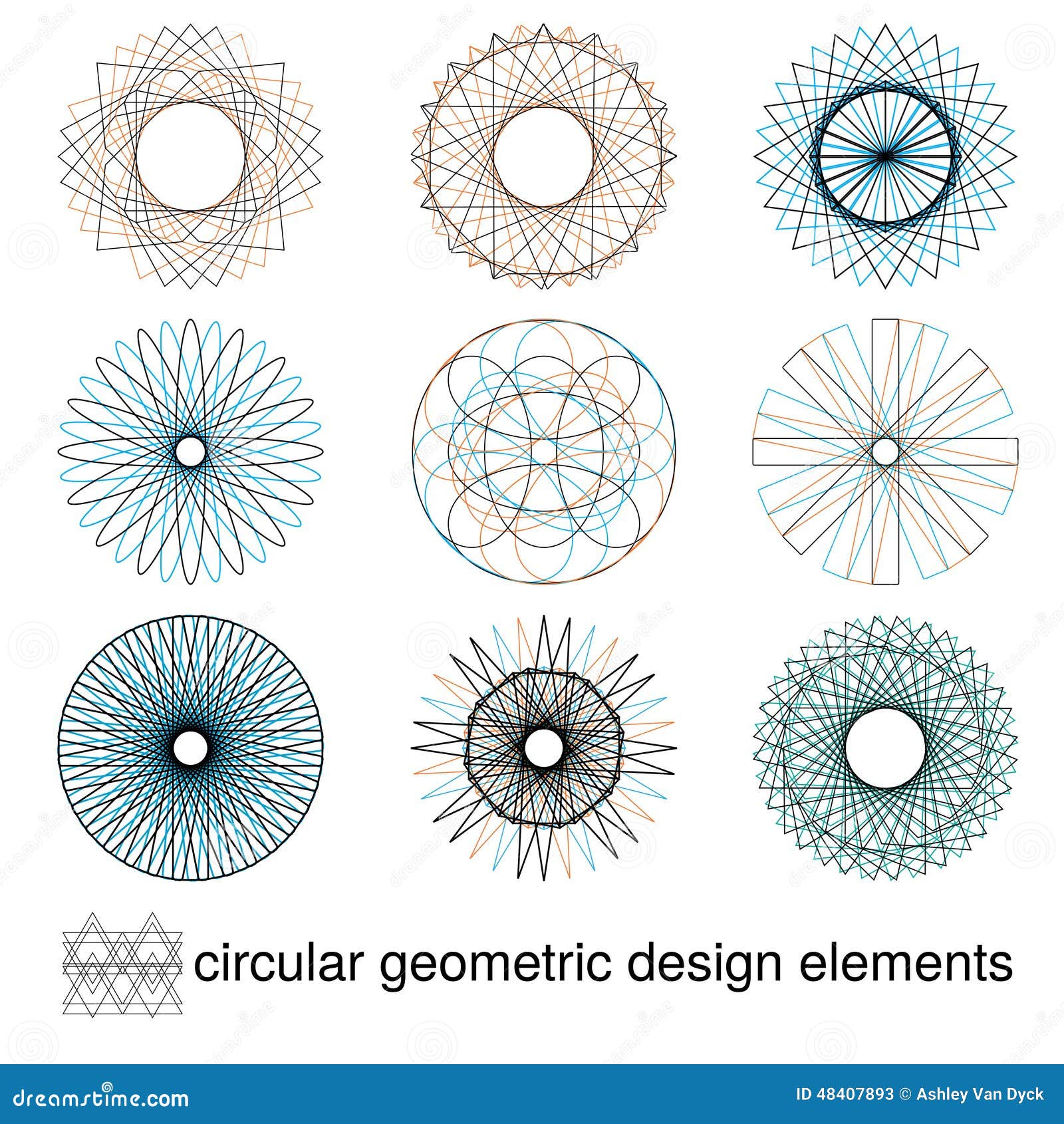 Abstract Symmetrical Geometric Elements Stock Vector - Illustration of ...