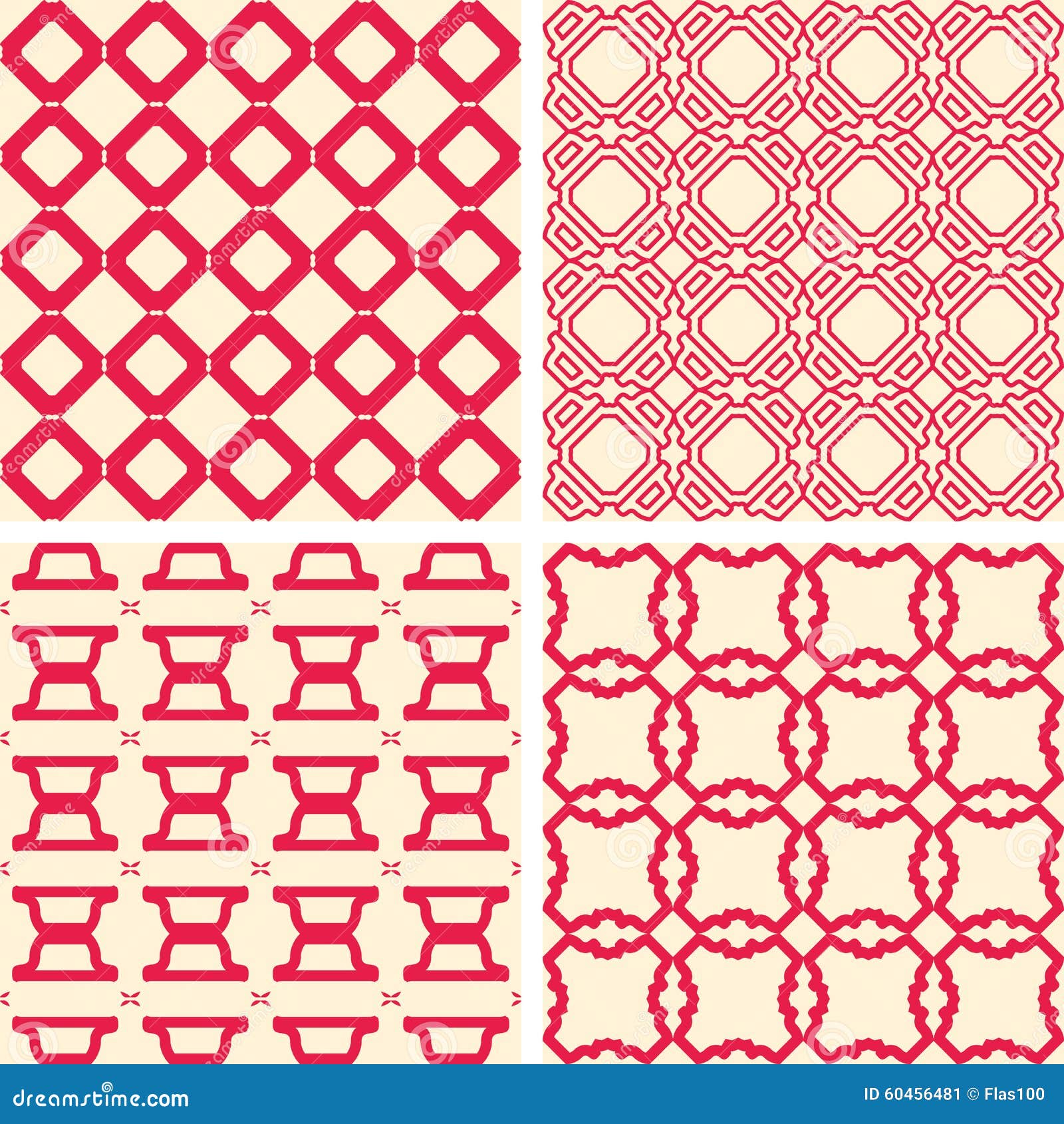 Abstract Symmetrical Geometric Red Shapes. Fabric Stock Vector ...
