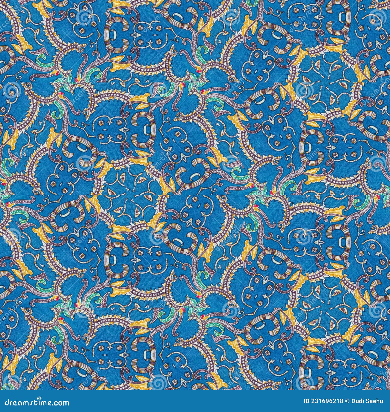 Abstract Symmetrical Pattern of Indonesian Batik in Blue, Batik Pattern ...