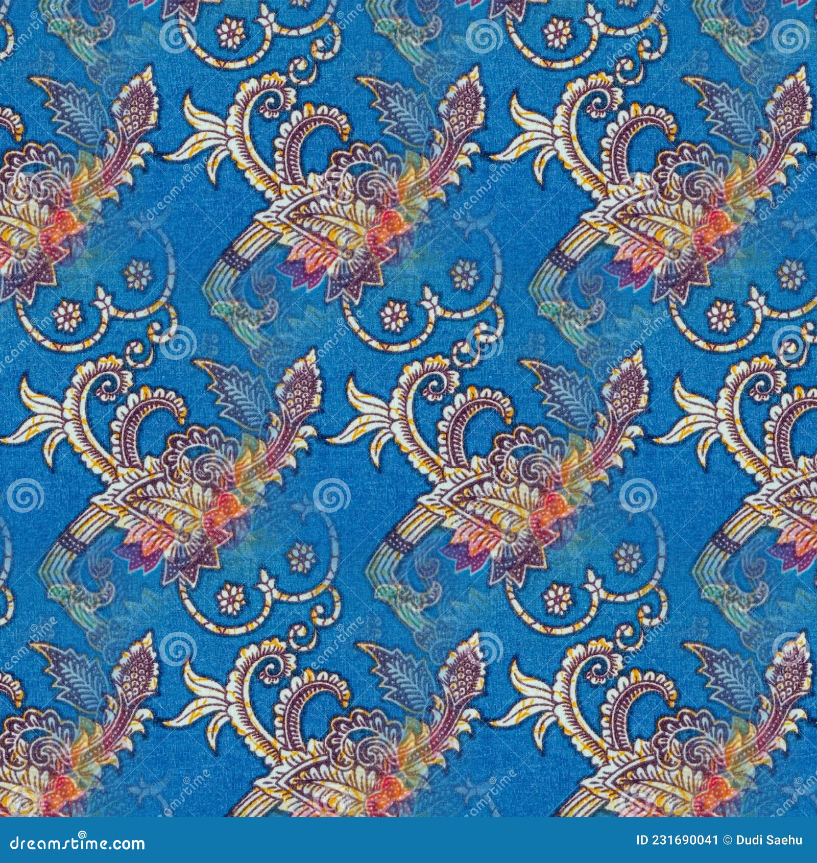 Abstract Symmetrical Pattern of Indonesian Batik in Blue, Batik Pattern ...