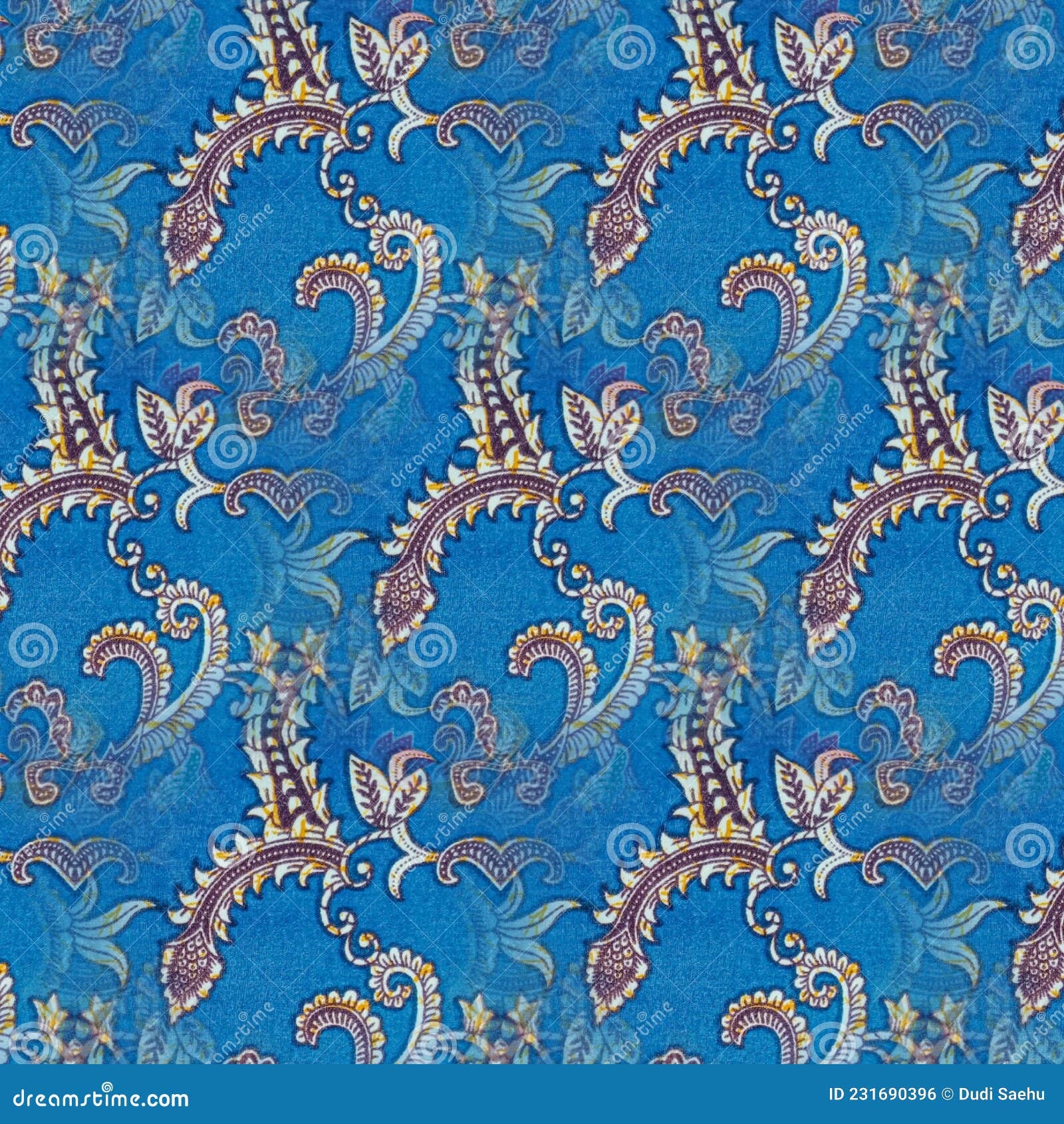 Abstract Symmetrical Pattern of Indonesian Batik in Blue, Batik Pattern ...