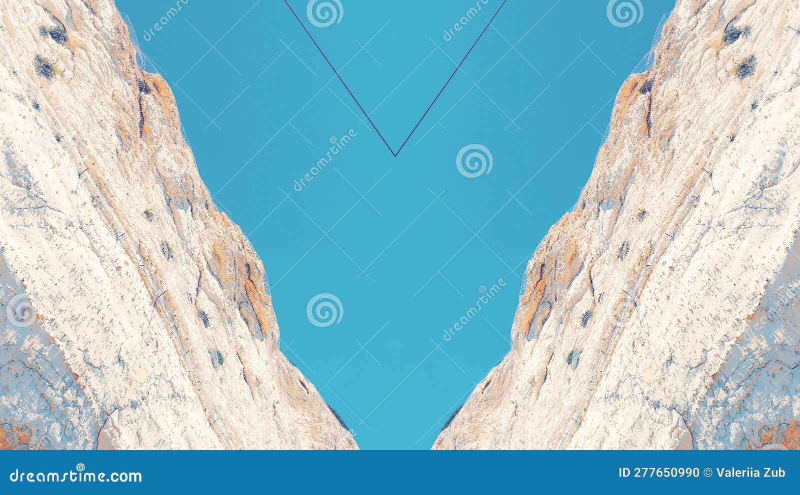 Abstract Symmetrical Pattern with Sky, Cliffs and Line. Designed Banner ...