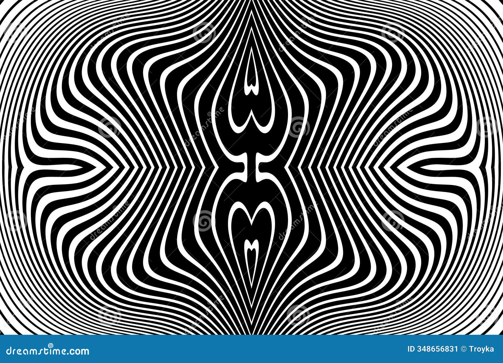 Abstract Symmetrical Texture: White Intertwining Lines On Black ...