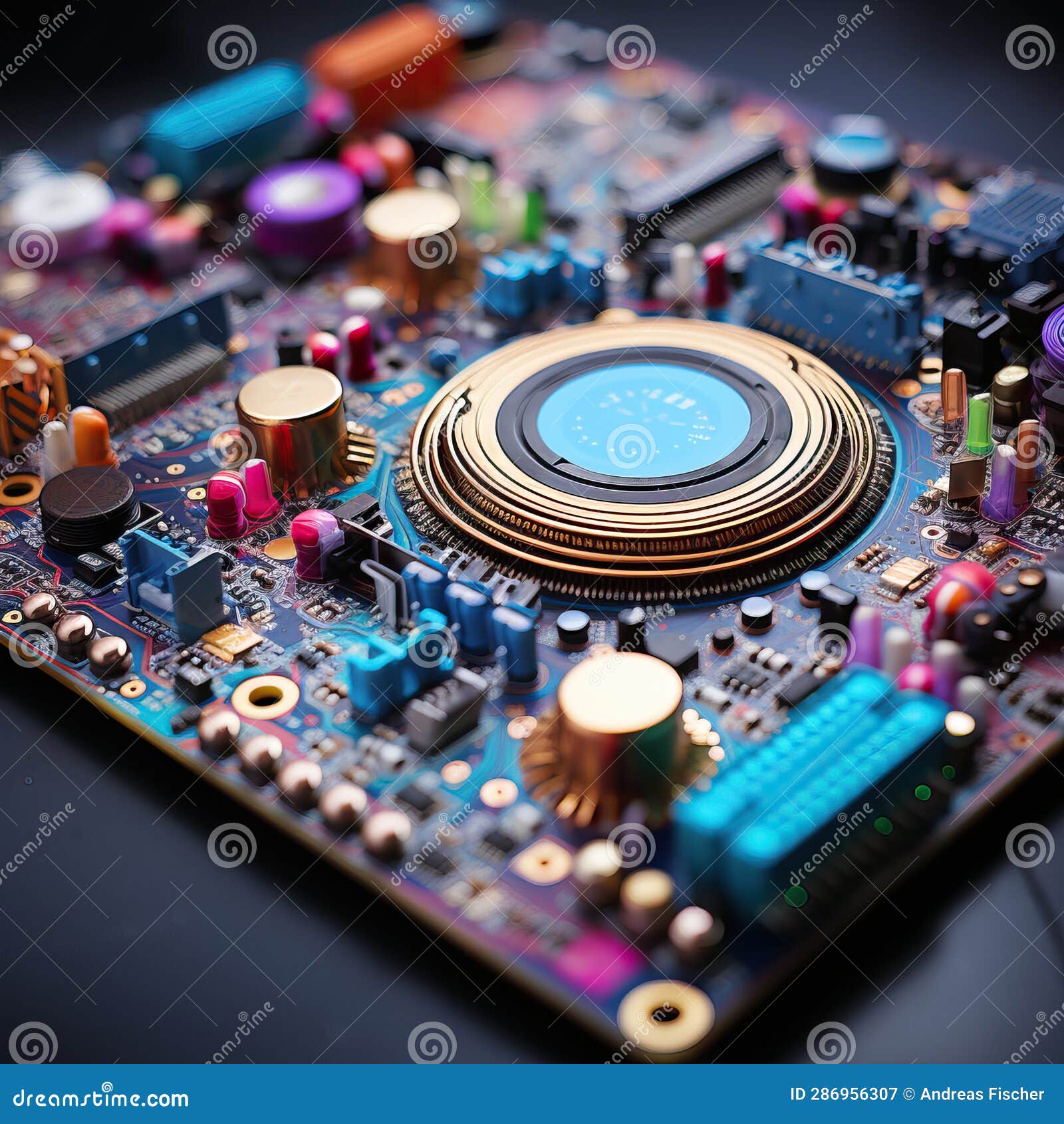 Abstract System Board on the Table Close-up. Stock Illustration ...