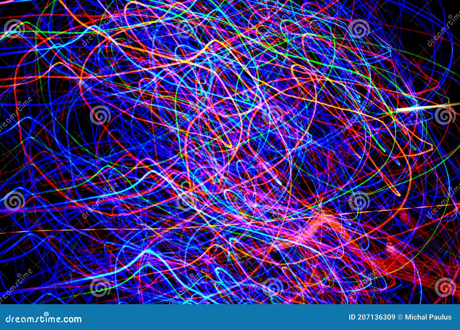 Abstract Tangled Lines on a Black Background Represent the Movements of ...