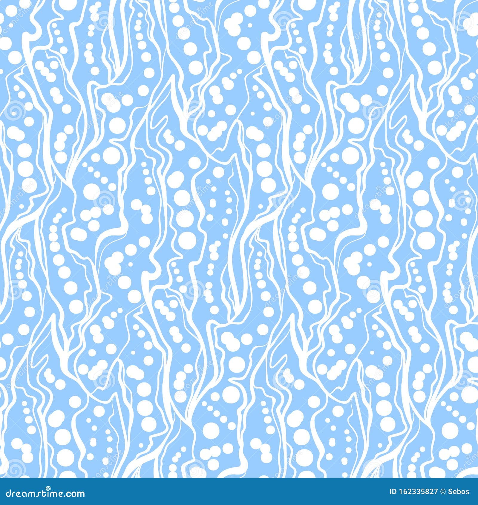 Abstract Tangled Sea Waves Seamless Pattern. Monochrome Wavy Striped ...