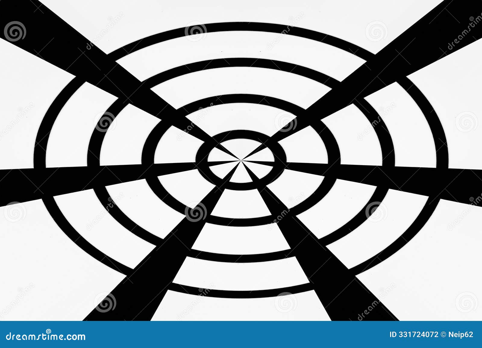 Abstract Target Illustration. Black Circles with Radial Black Lines on ...