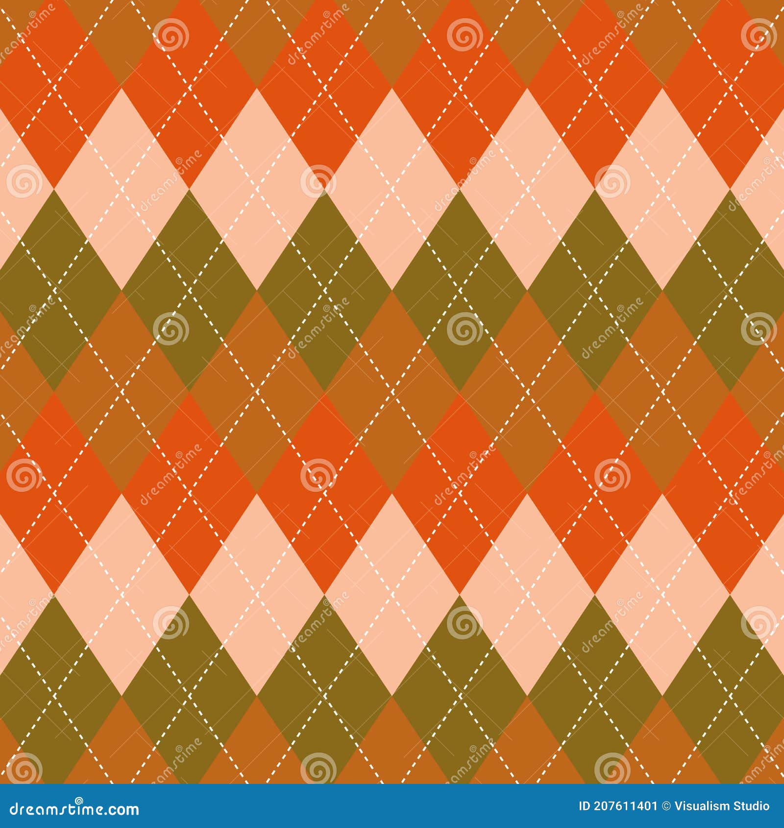 Abstract Tartan Orange Pattern with Geometric Square Texture Overlay on ...