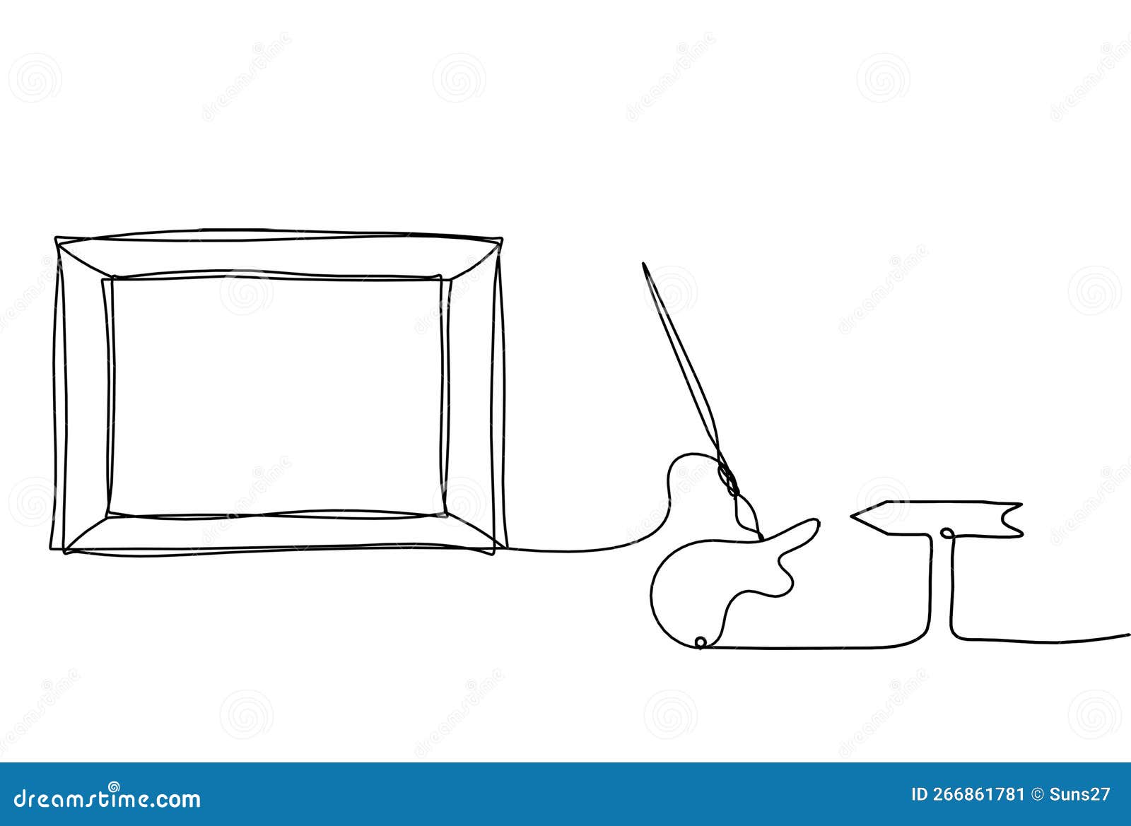 Abstract Tassel and Picture As Line Drawing on White Background Stock ...